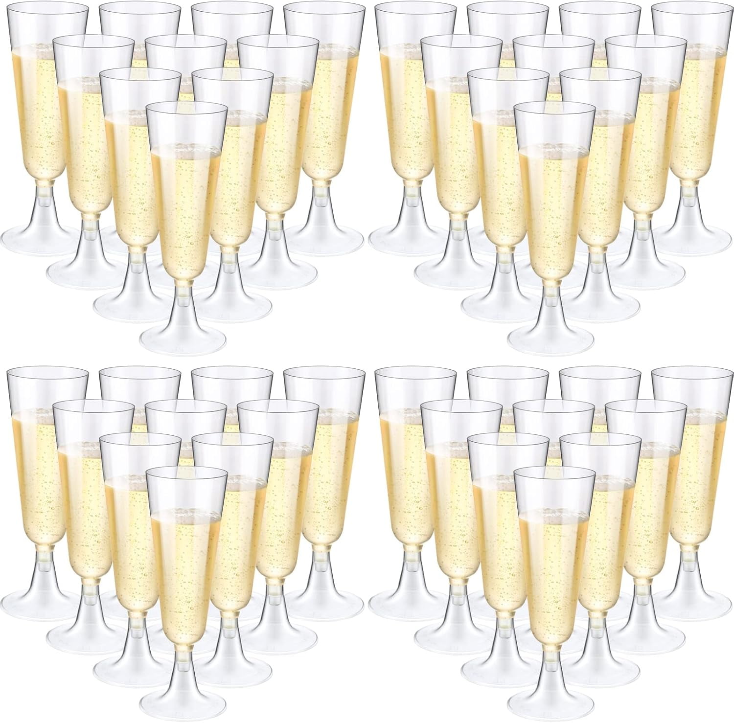 200 Pack Champagne Flutes Cups Plastic 5 Oz Wine Glasses Disposable ...