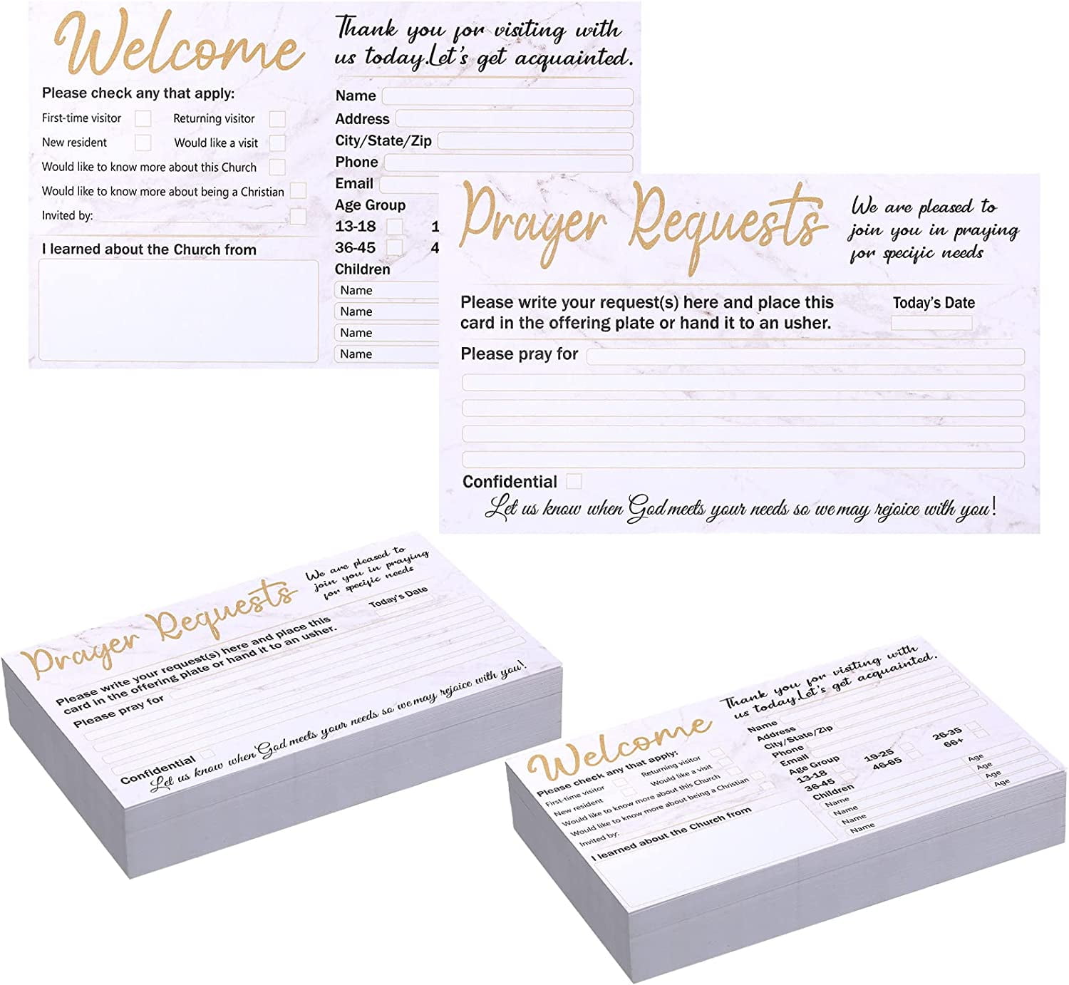 200 Pack Church Visitor Cards 3 x 5 Inches Church Welcome Small Prayer ...