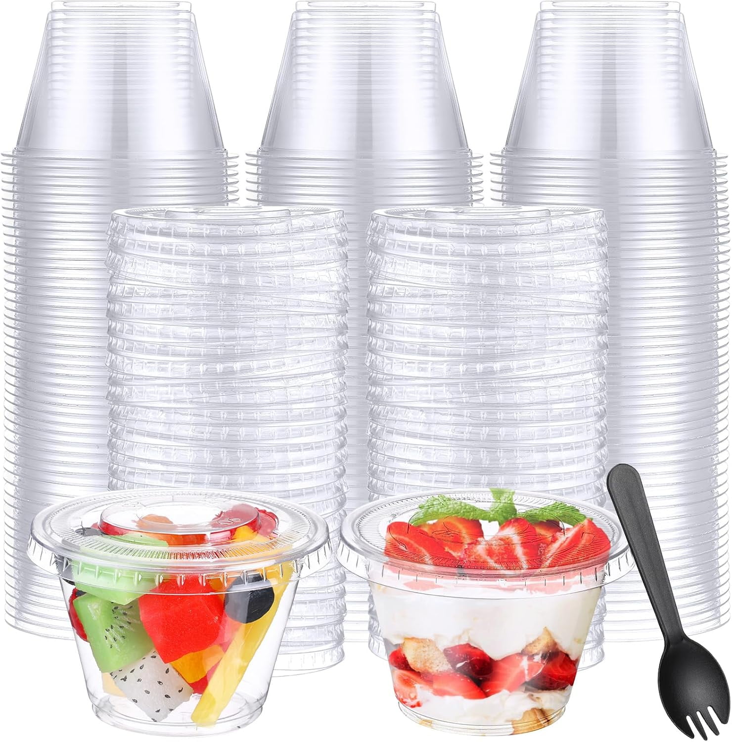 200 Pack Clear Plastic Cups 6 oz Dessert Yogurt Parfait Banana Pudding ...