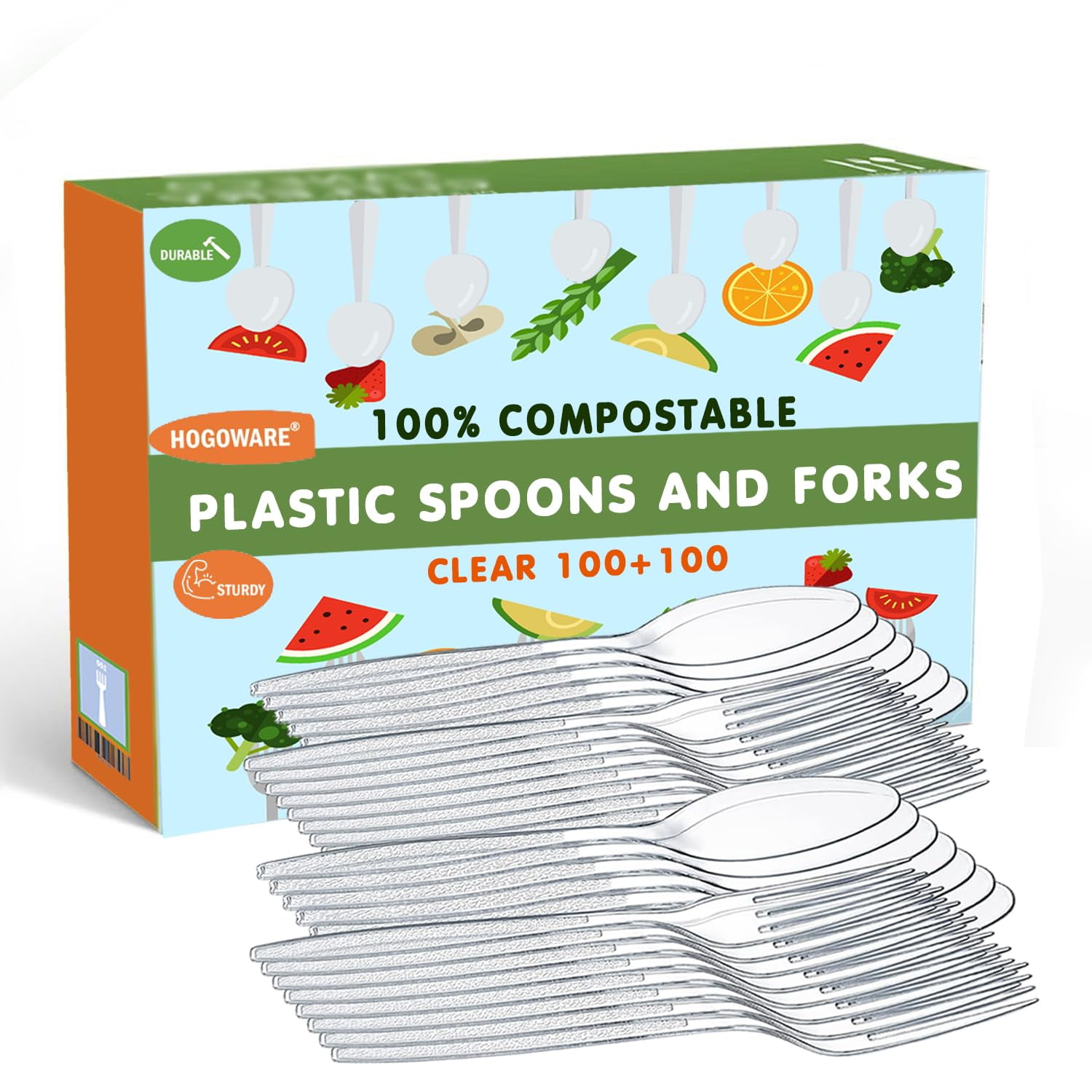 200 Pack Clear Plastic Forks and Spoons Disposable Plasticware Set ...