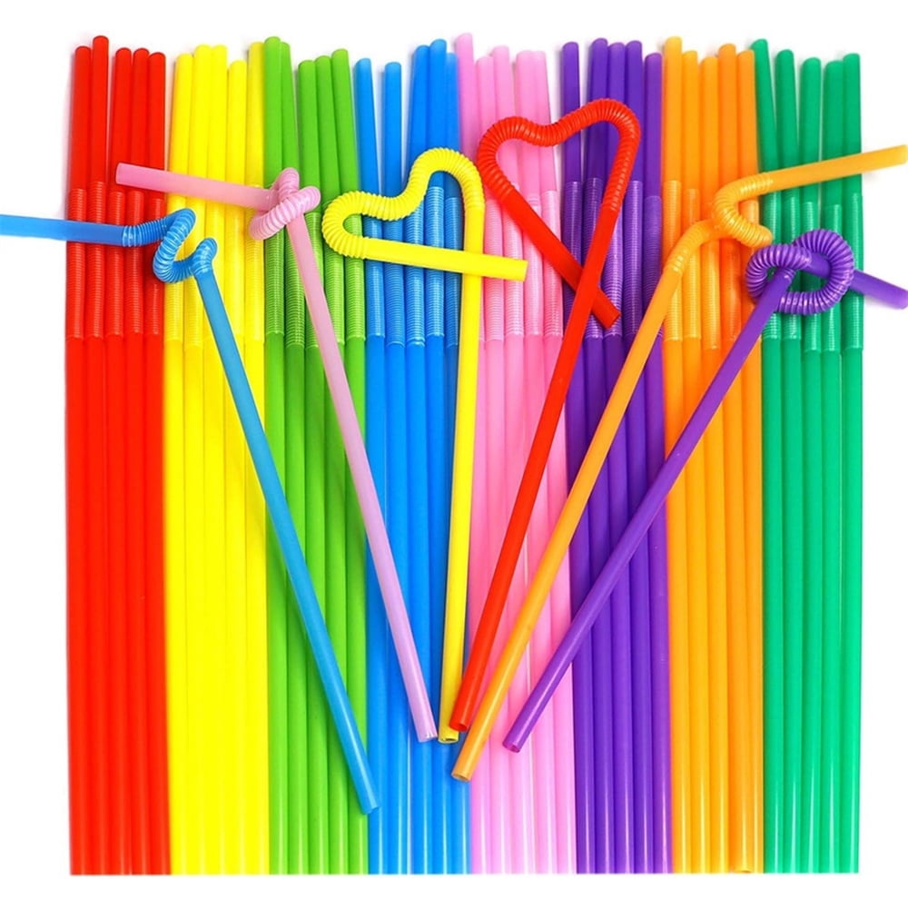 200 Pack Colorful Beverages Straws,Bendable Long Straws,10.3 Inches ...