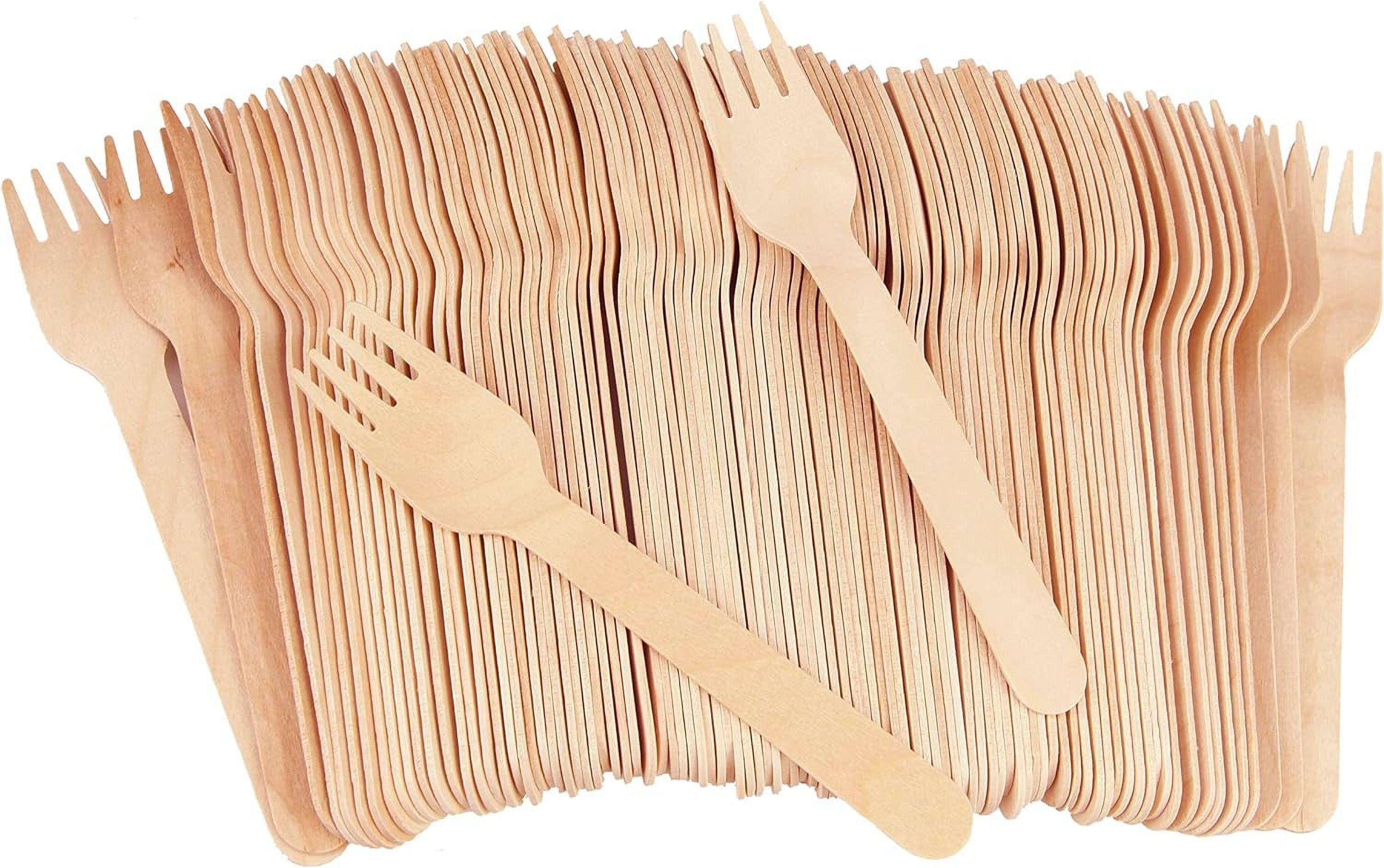 200 Pack Compostable Wooden Forks – 6.2" Biodegradable, Splinter-Free ...