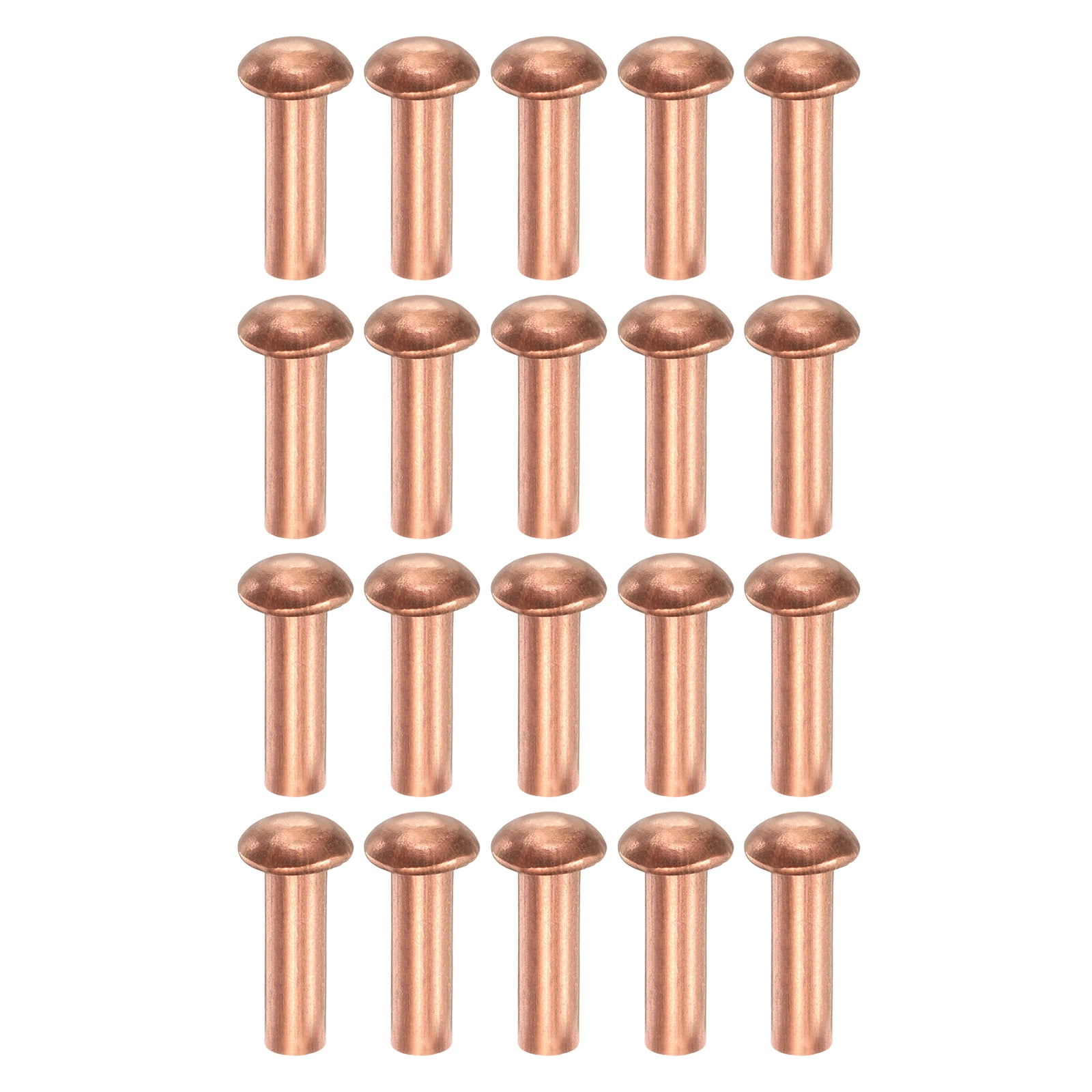 200 Pack Copper Solid Rivets, 0.16"x0.47" Half Round Head Rivet Metal ...