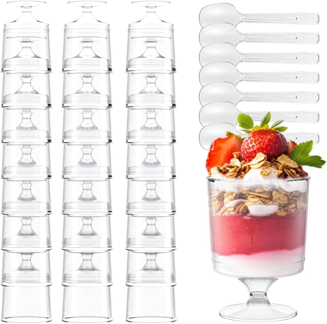 200 Pack Dessert Cups with Spoons,5Oz Clear Plastic Parfait Cup ...
