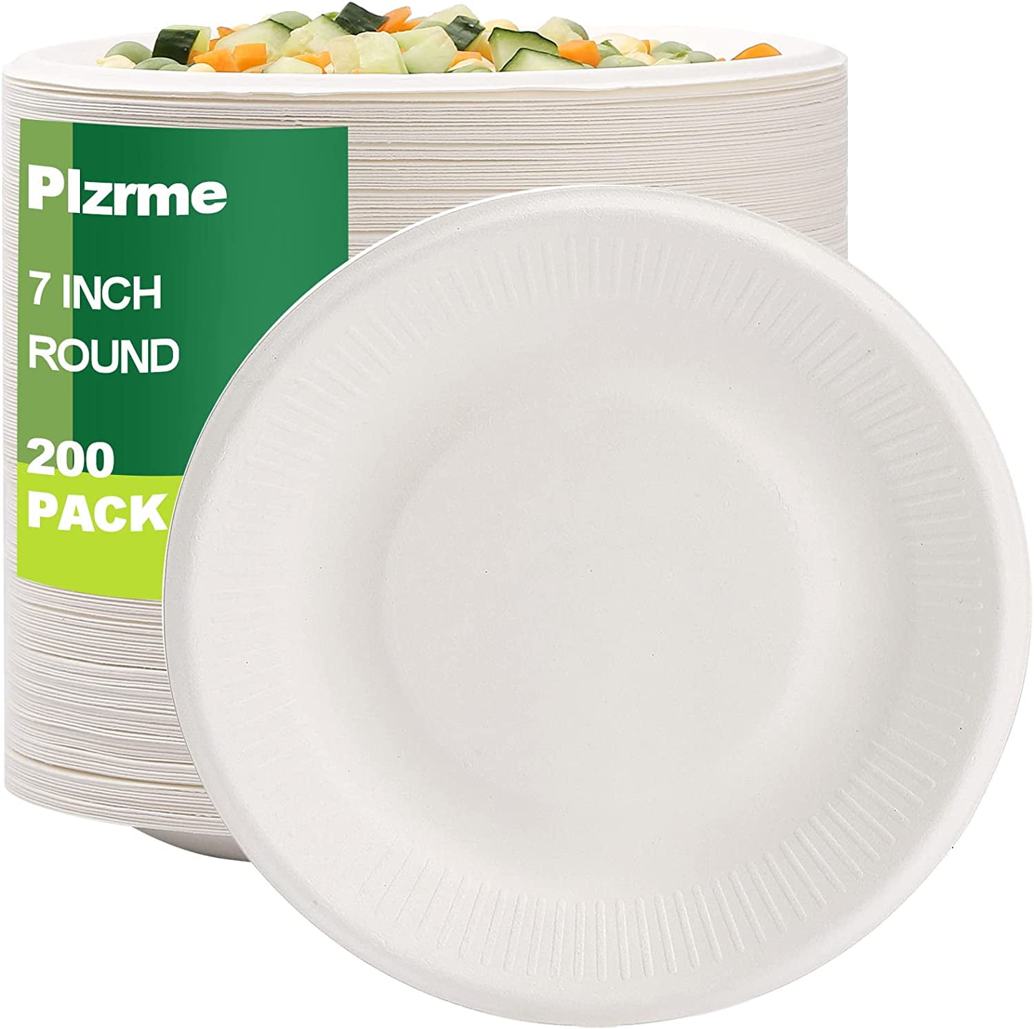 200 Pack Disposable Paper Plates,Eco-friendly Biodegradable Plates,100% ...
