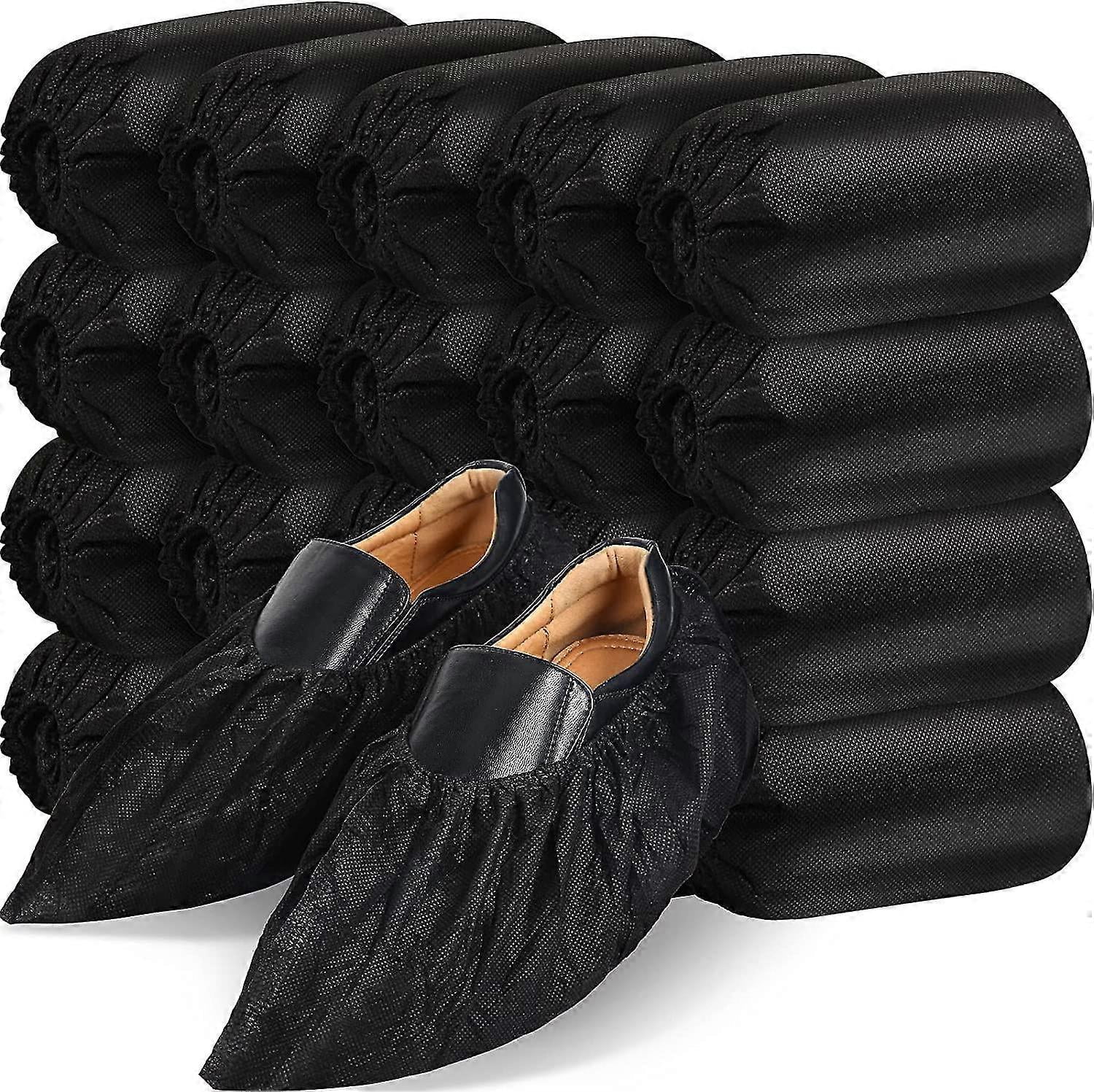 200 Pack Disposable Shoe Covers Black Disposable Boot And Shoe Booties ...
