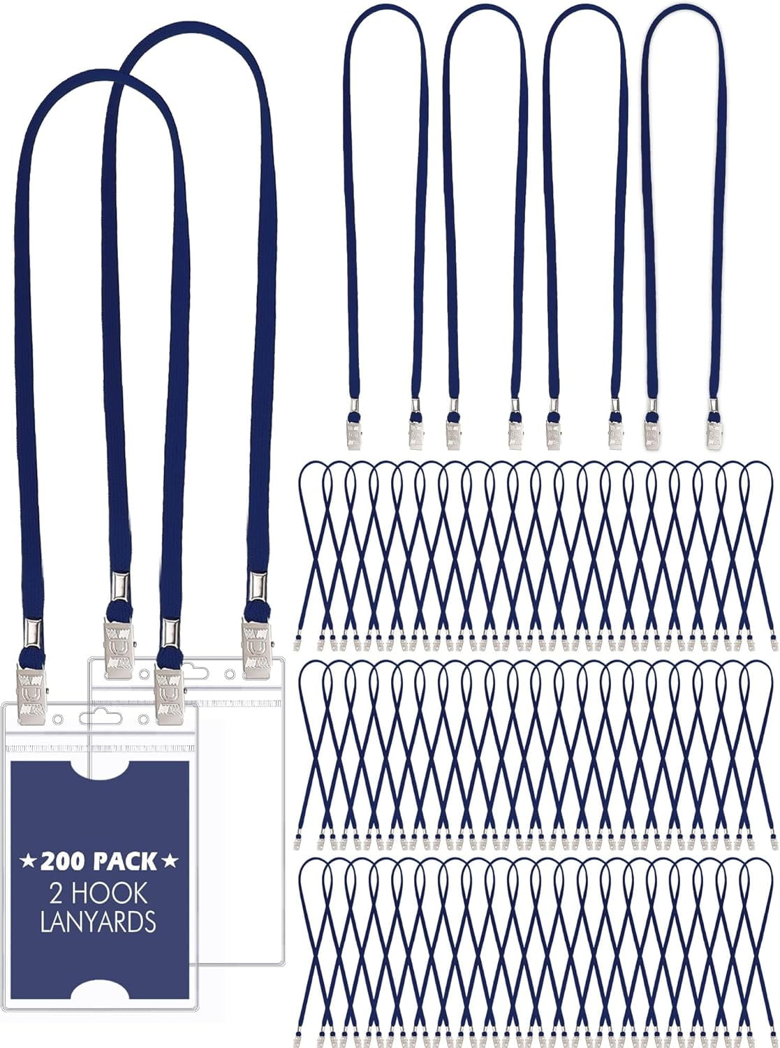200 Pack Double Clip Lanyards Bulk Face Mask Lanyards Twist Free 2 Hook ...
