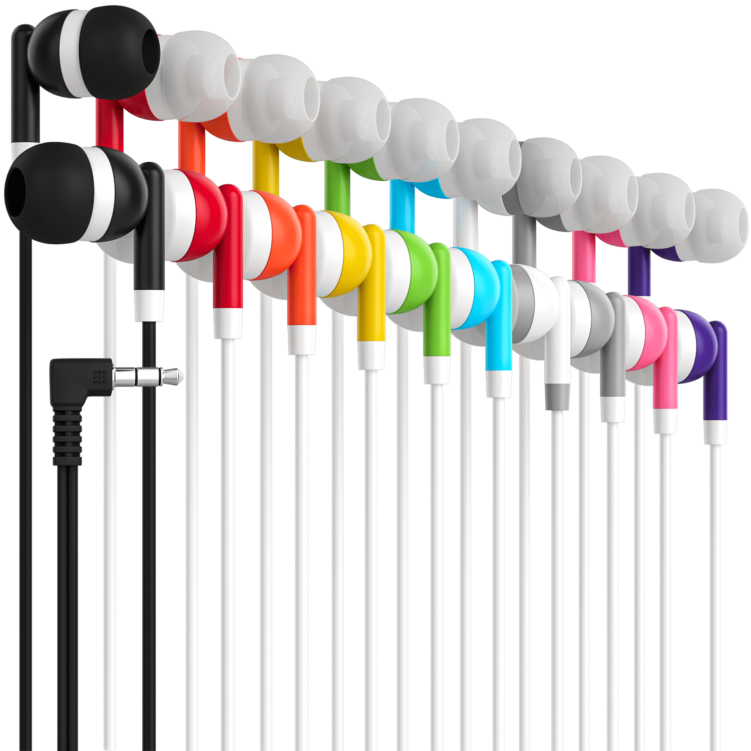 200 Pack Earbuds Headphones - School / Library / Office Supplies ...