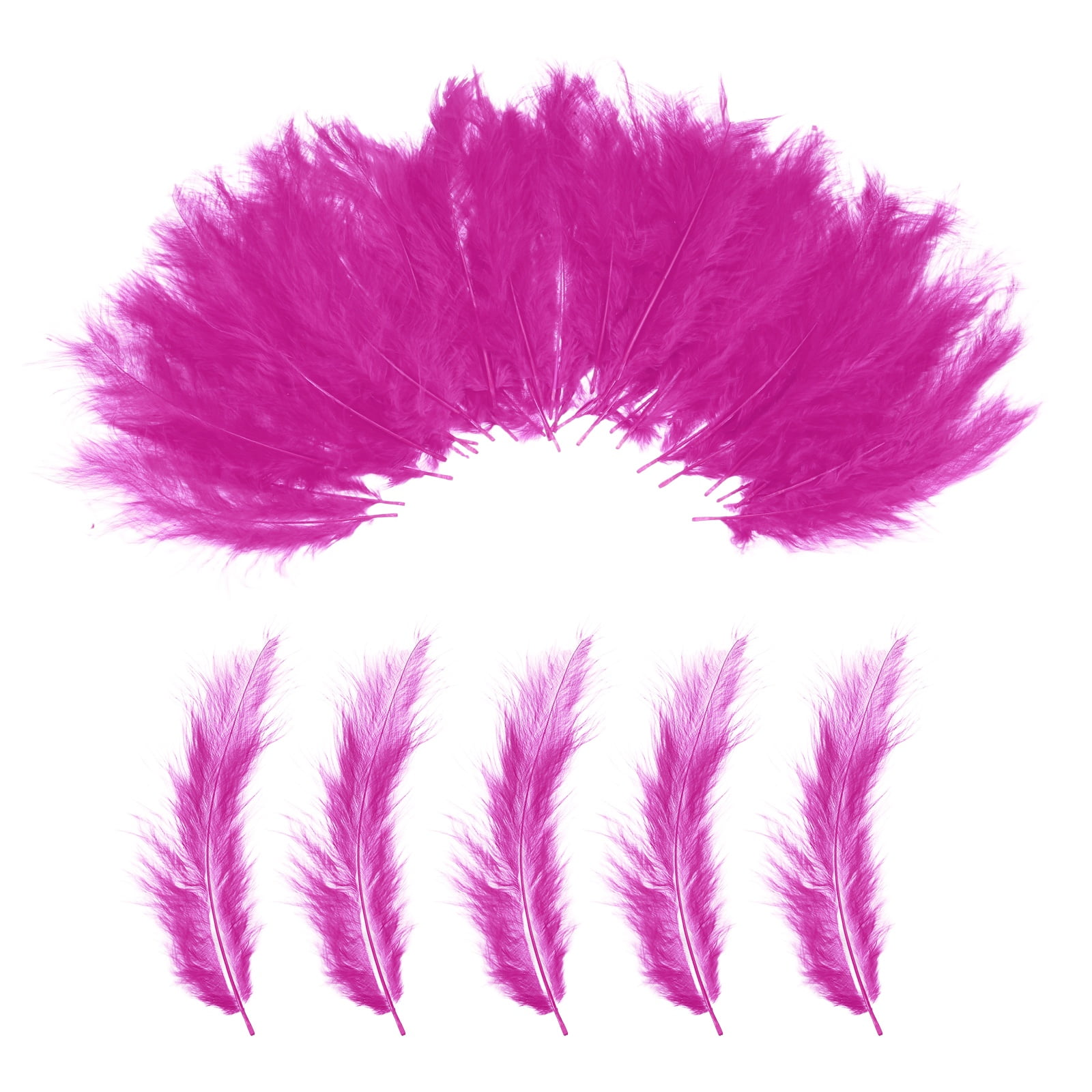 200 Pack Fluffy Turkey Marabou Feather,Hot Pink Natural Turkey Feather ...