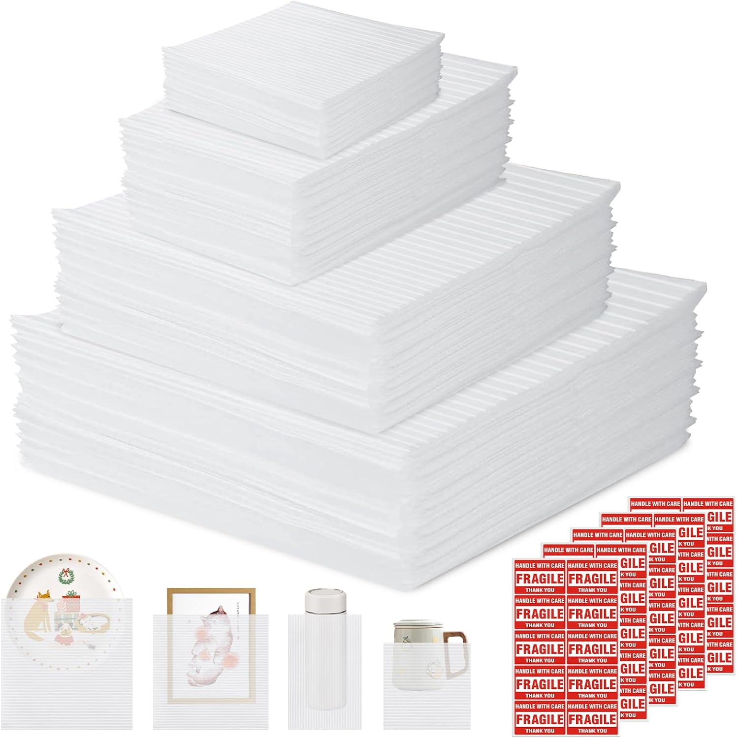 200 Pack Foam Pouches,3 Sizes Cushion Foam Pouch with 12x12 Inch Foam ...