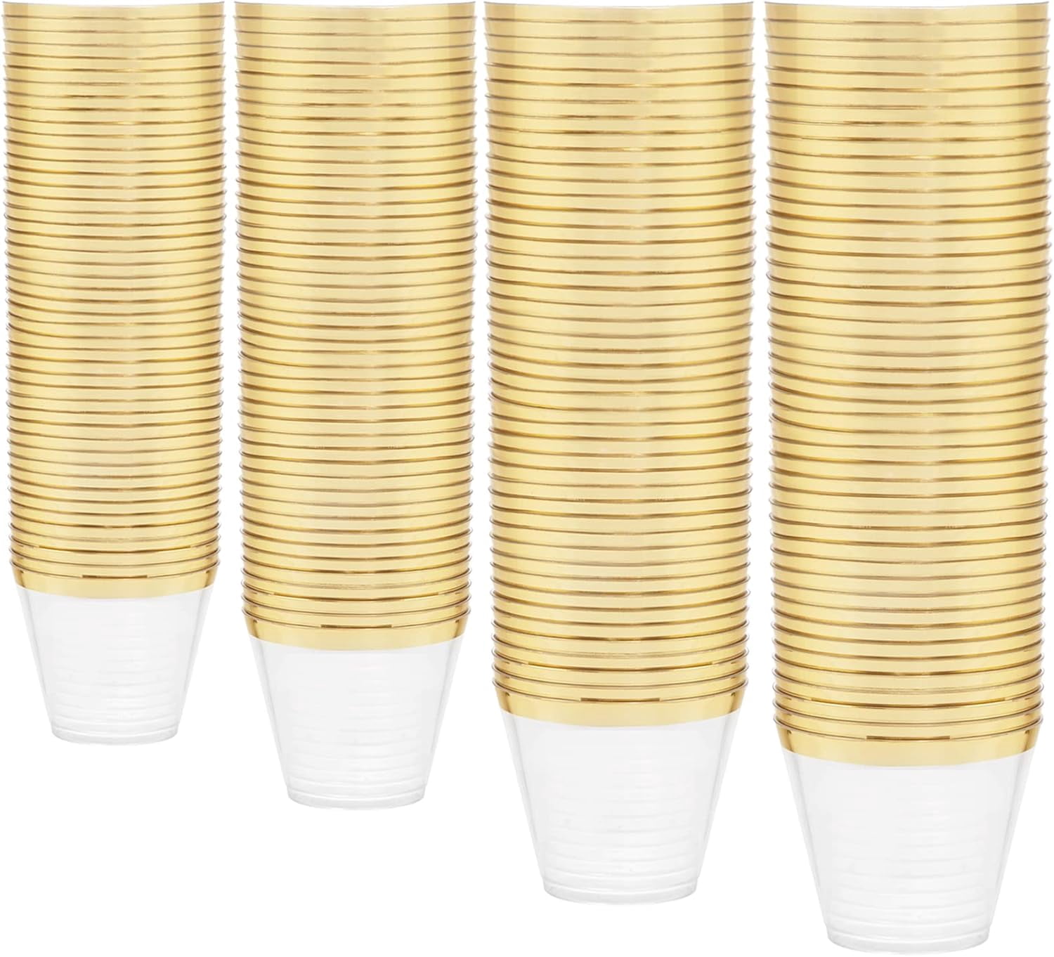 200 Pack Gold Plastic Cups - 9 Oz Gold Rimmed Disposable Cups for Party ...