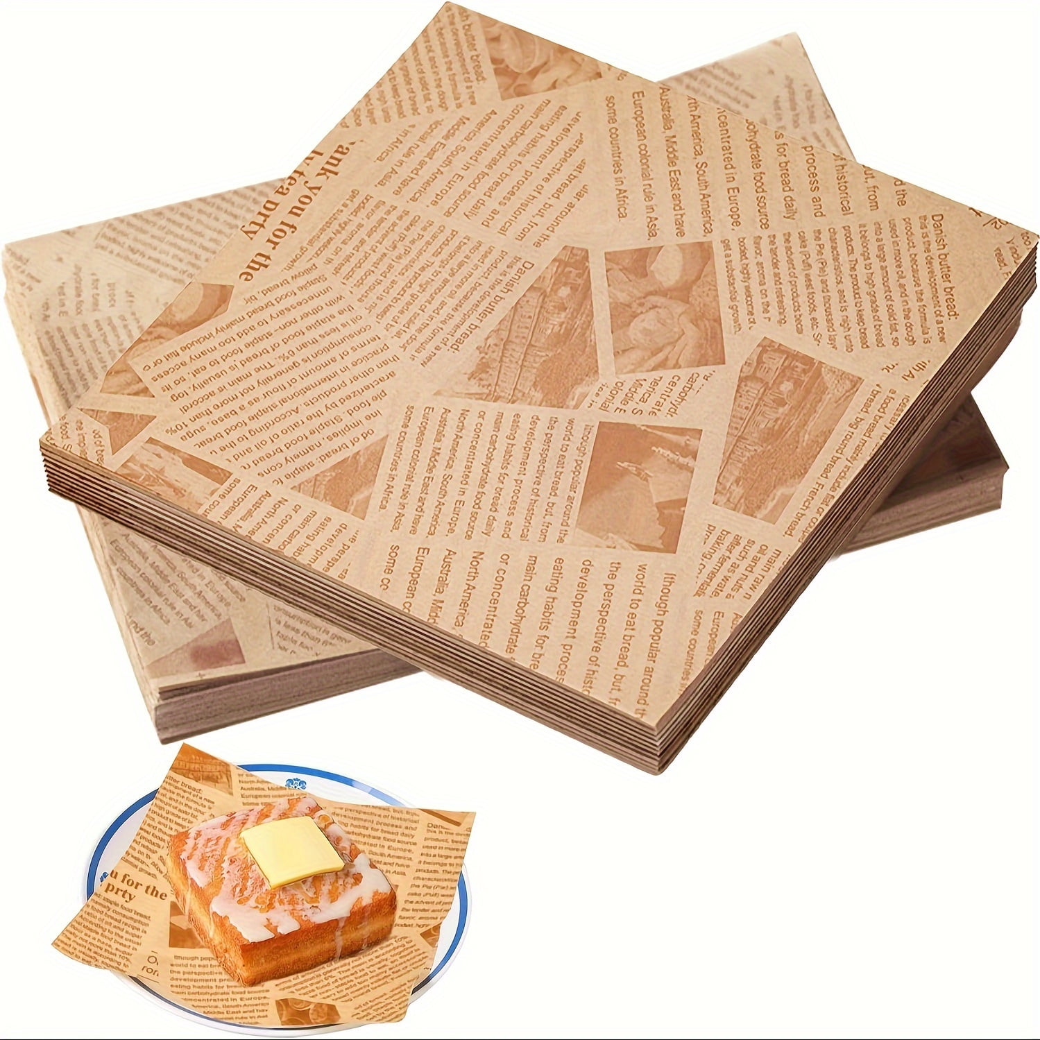 200-Pack Greaseproof Parchment Paper Sheets for Food Wrapping, Non ...