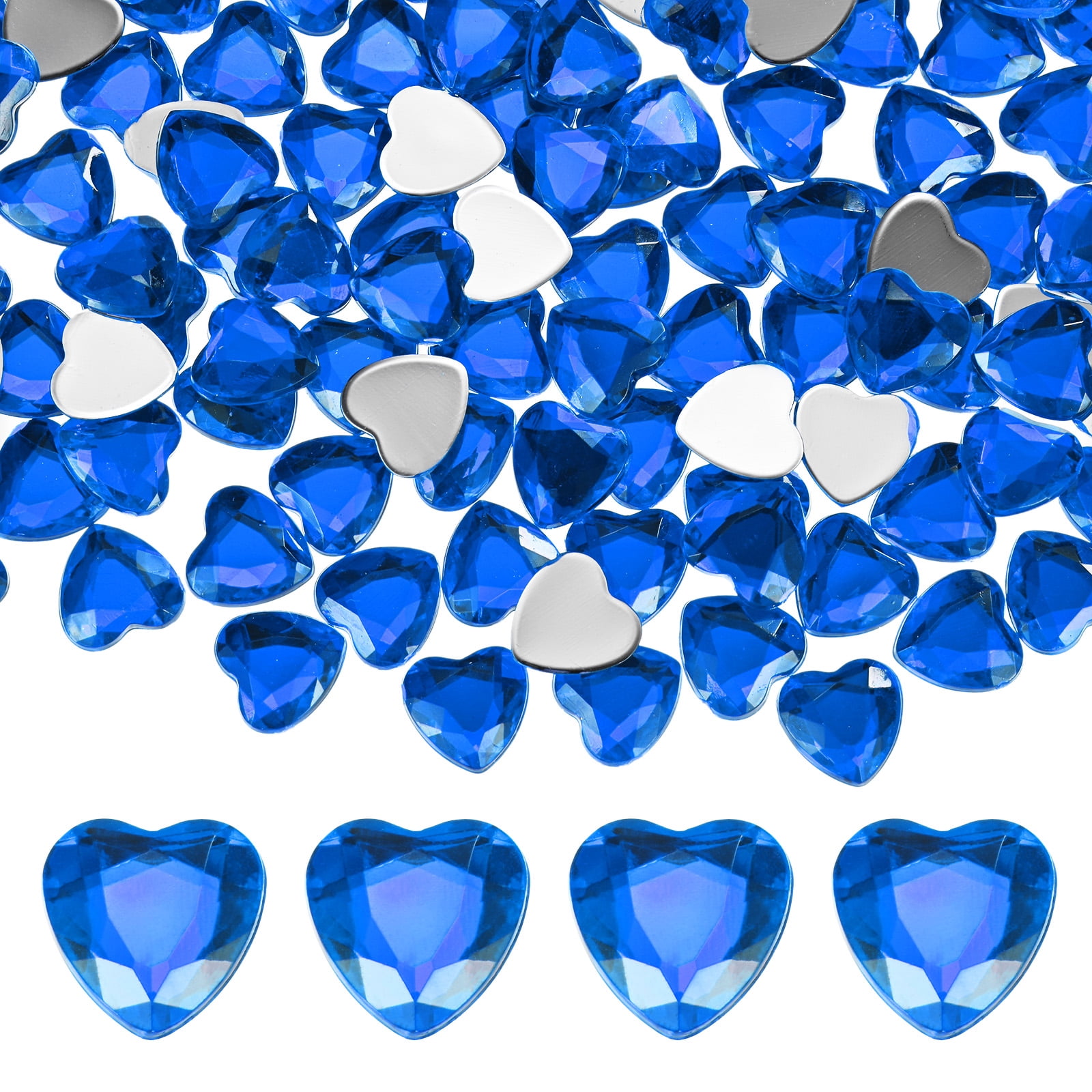 200-Pack Heart Rhinestone, 12mm Acrylic Heart Rhinestone Stickers for ...