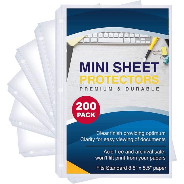 200 Pack Heavyweight Clear Mini Sheet Protectors Holds 5.5 x 8.5 Inches ...