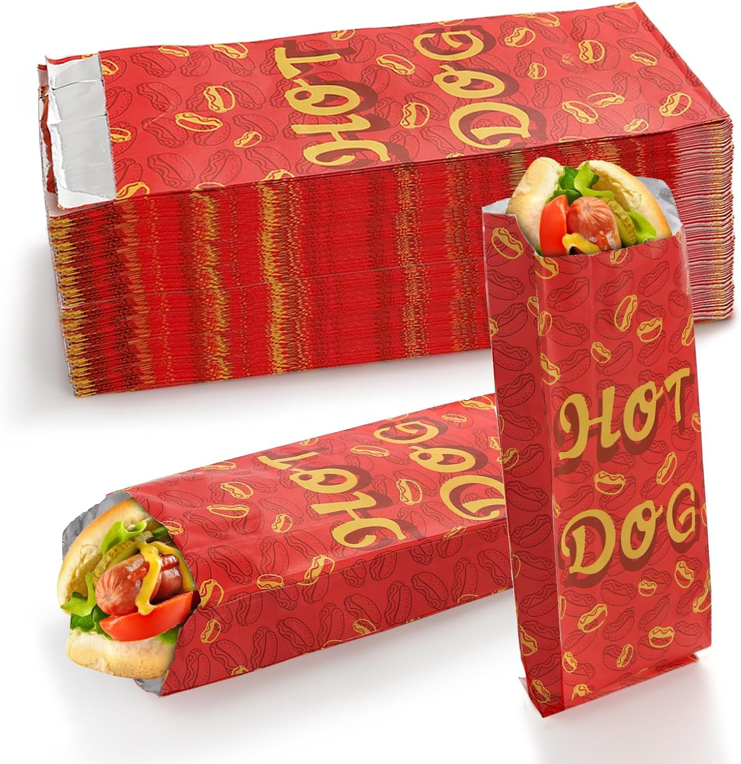 200 Pack Hot Dog Bags Grease-proof Food Wrapper, Warming Aluminum Foil ...