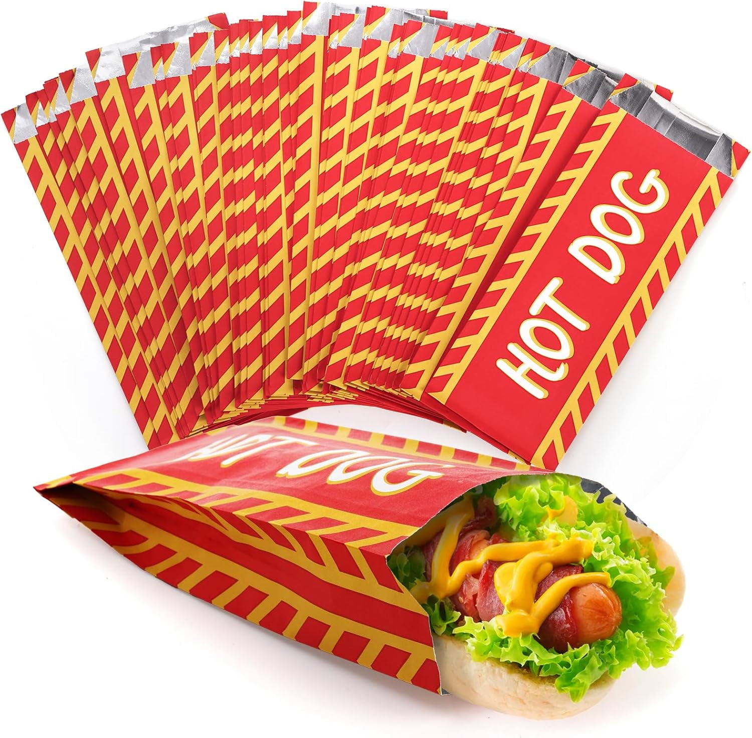 200 Pack Hot Dog Wrappers, Foil Lined Hot Dog Sleeves, Grease ...