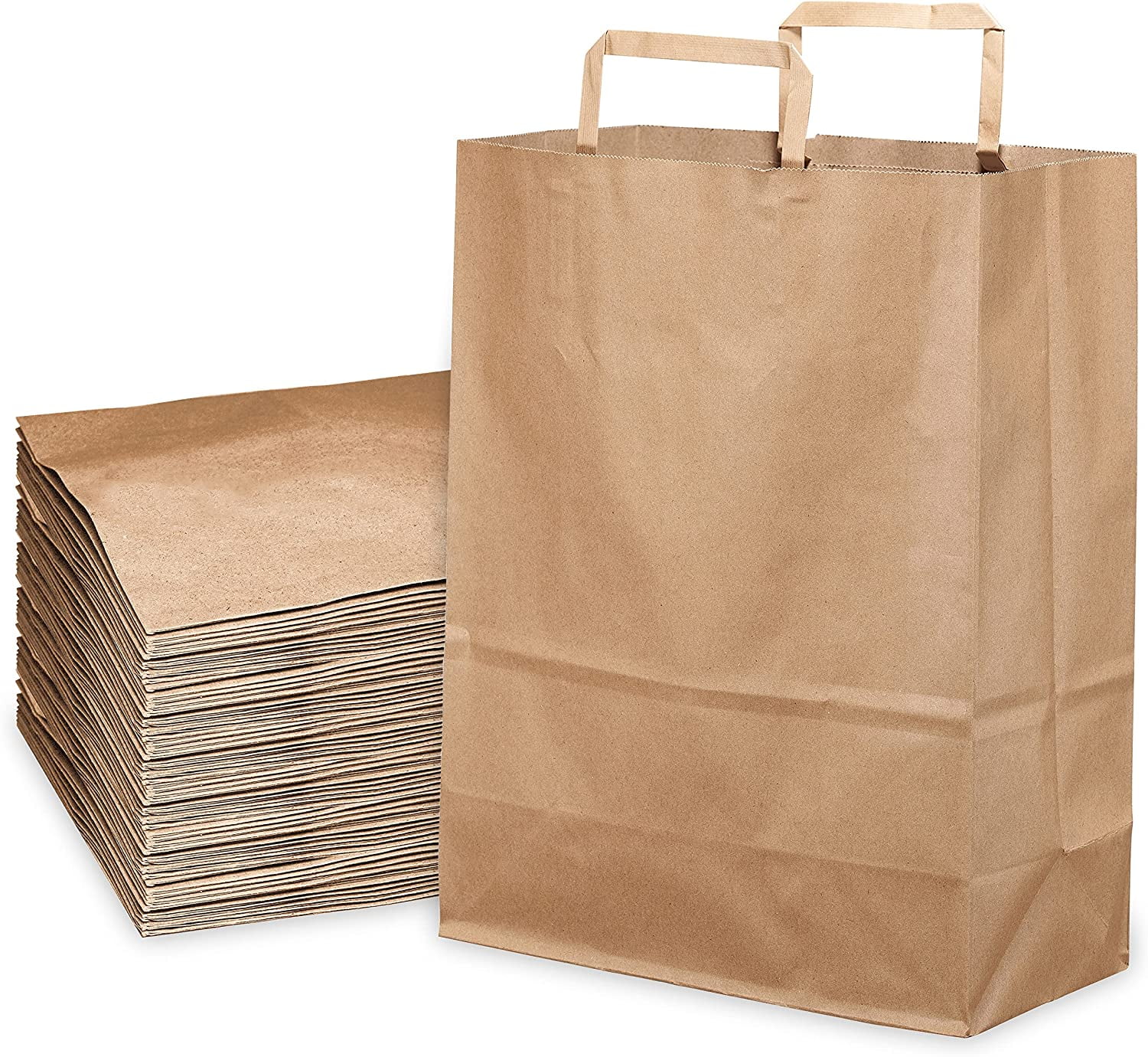 [200 Pack] Jumbo Kraft Paper Gift Bags with Paper Handles 18x7x19 ...