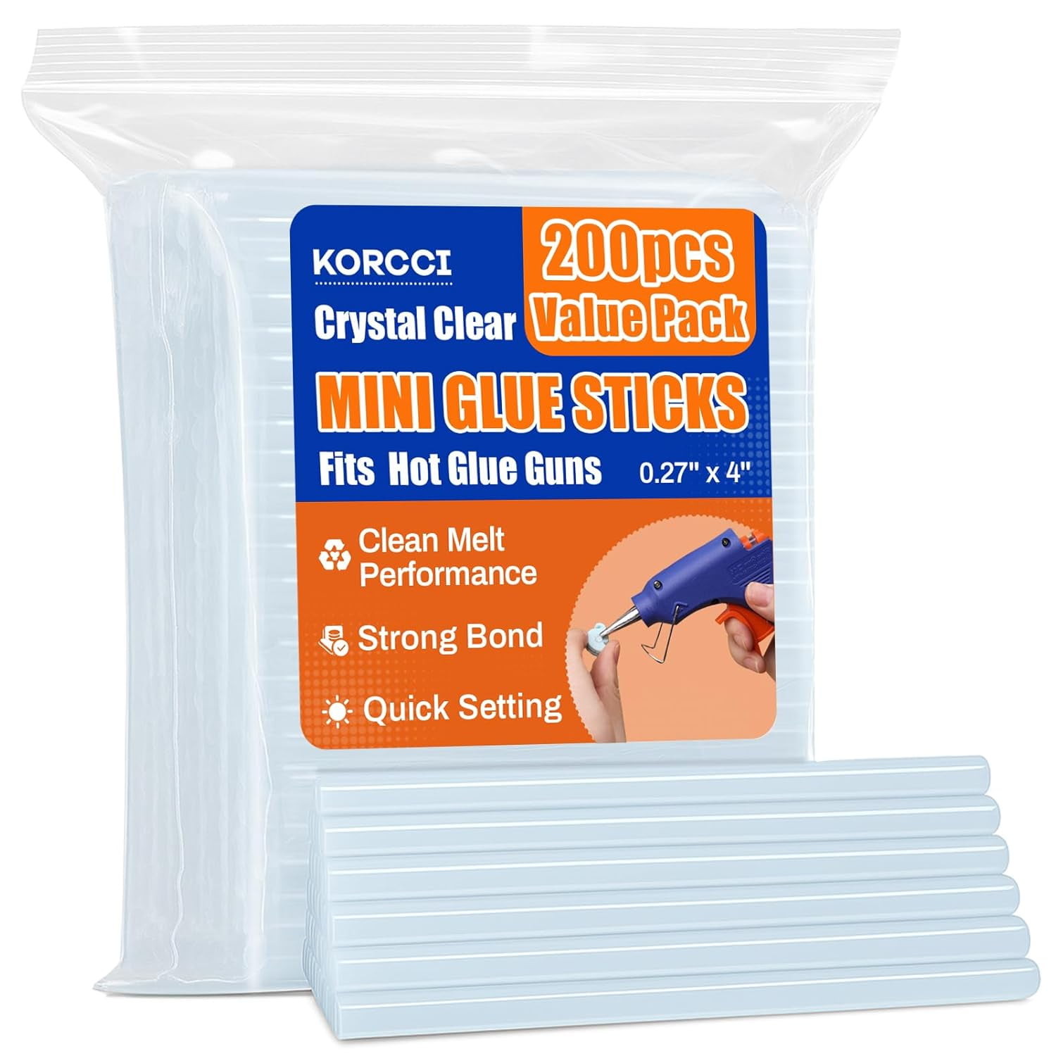 200 Pack Mini Hot Glue Sticks, 0.27" Diameter x 4" Length,All ...
