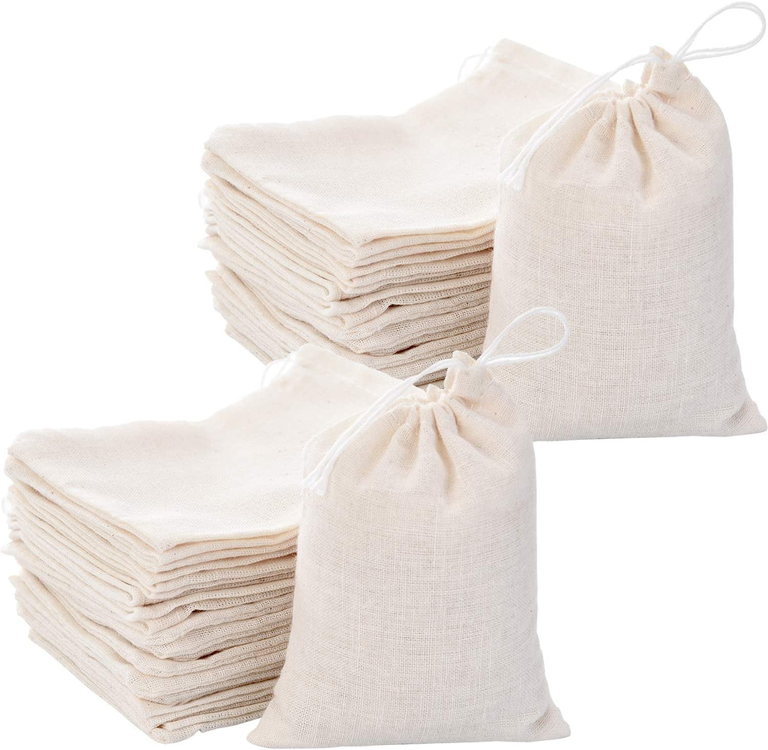 200 Pack Muslin Bags Burlap Drawstring sachet Multipurpose Canvas Linen ...