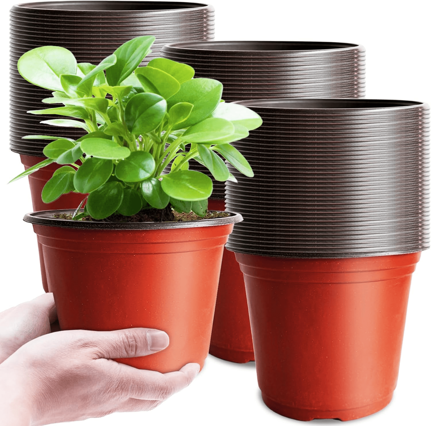 200 Pack Nursery Pots, 6 Inch Nursery Pot for Plants, Plastic Plant ...
