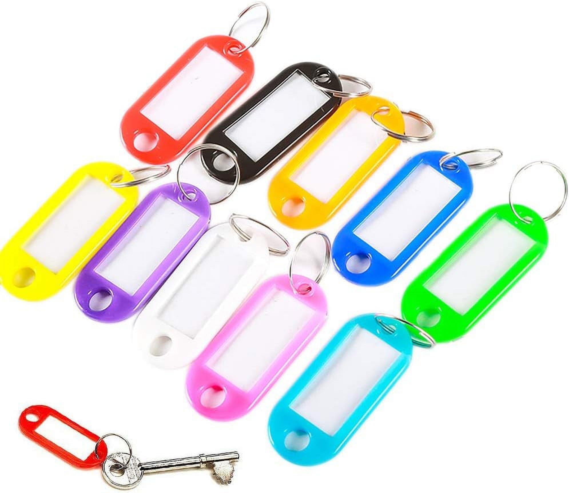 200 Pack Plastic Key Tags Keychain Luggage Tags Colorful Name Tags with ...