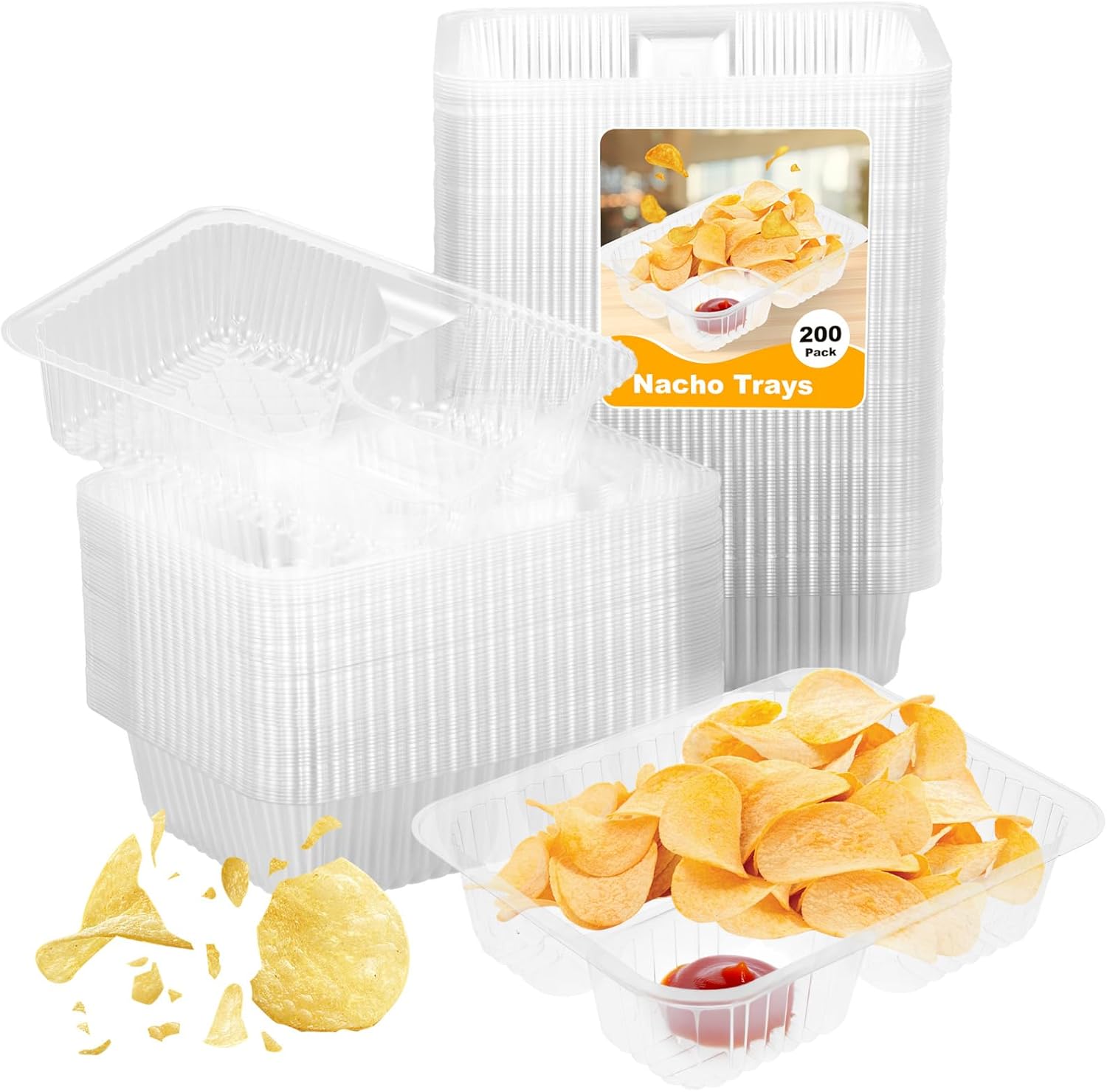 200 Pack Plastic Nacho Trays Small Disposable Tray for Nachos & Cheese ...