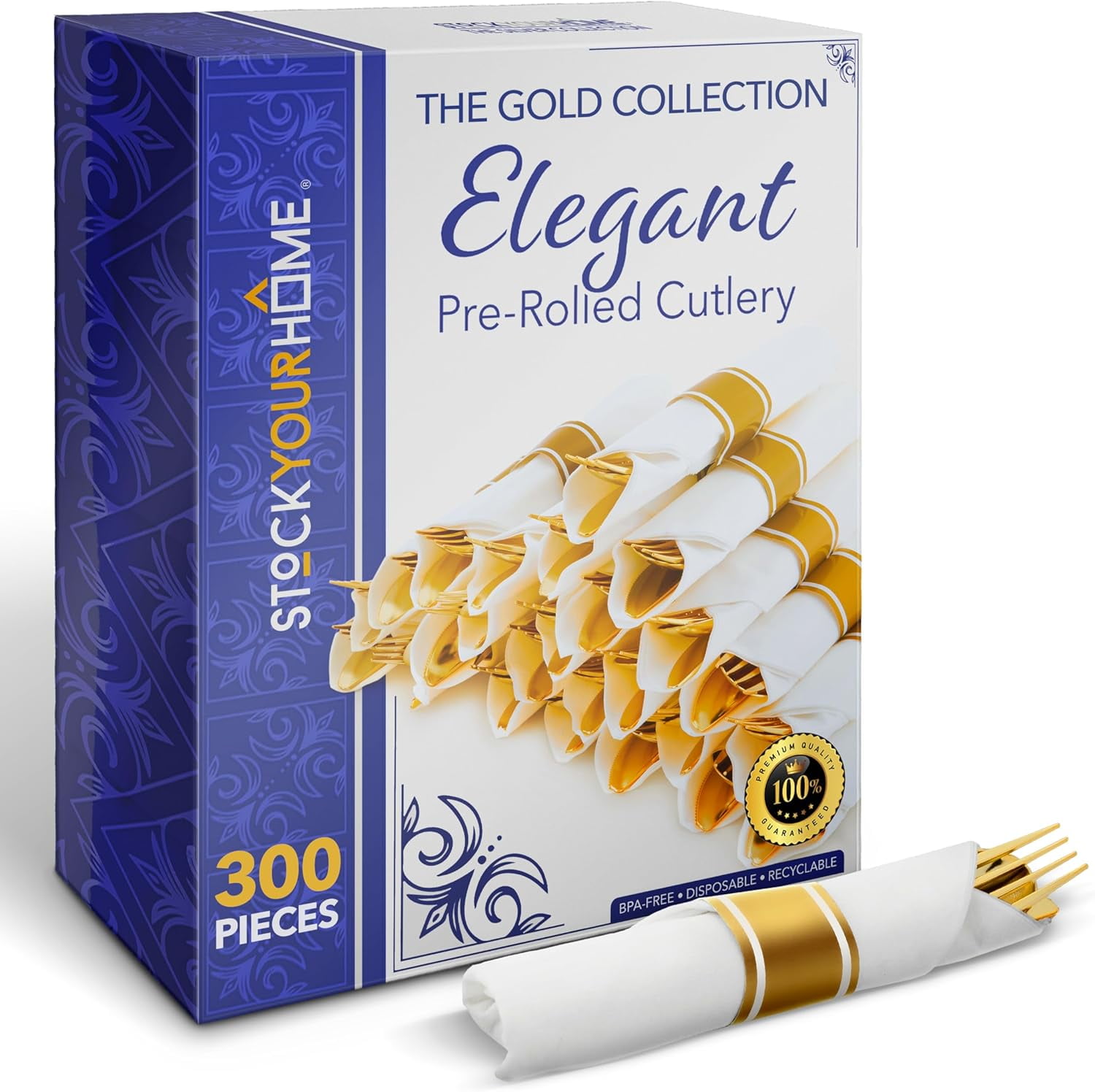 200 Pack Pre Rolled Silver Plastic Cutlery Set, Individually Wrapped ...