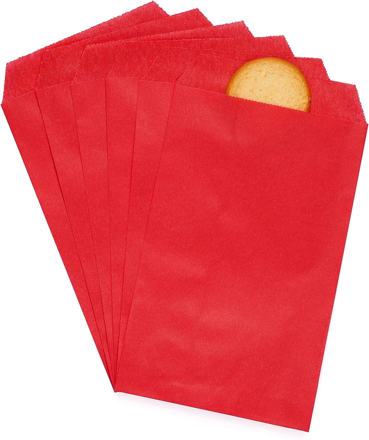 200 Pack Red Flat Small Greaseproof Paper Cookie Bags for Bakery Treats ...
