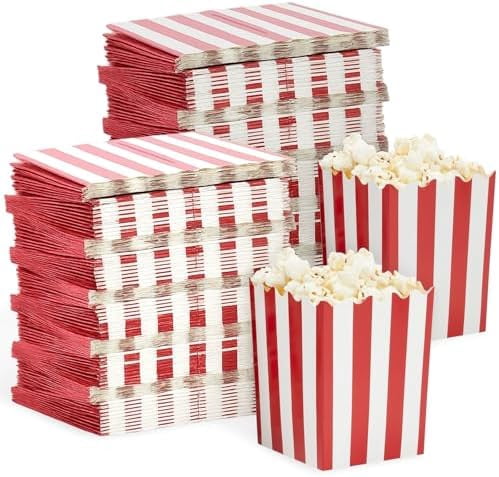 200 Pack Red and White Mini Popcorn Boxes for Party, Bulk Disposable ...