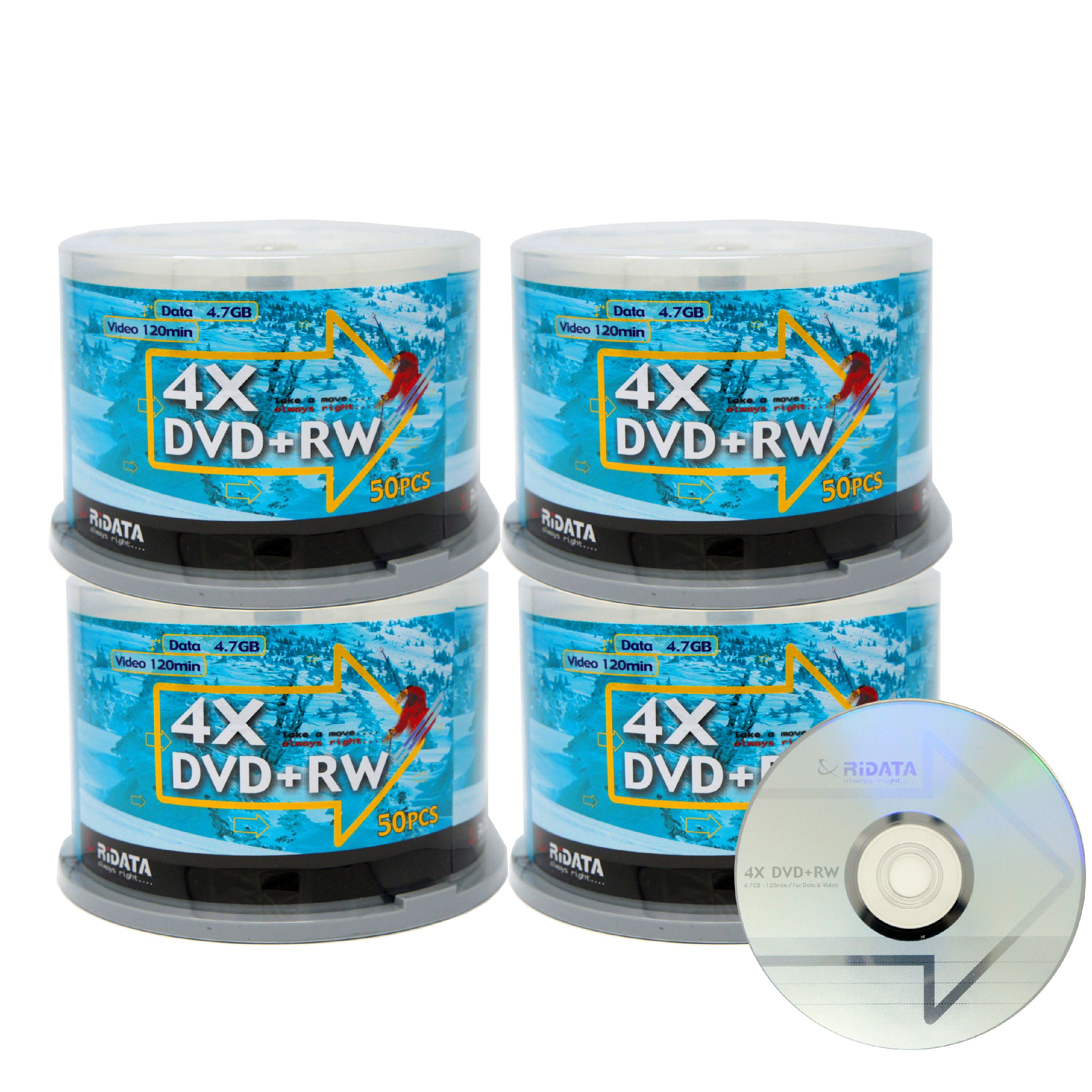 200 Pack Ridata DVD+RW 4X 4.7GB Silver Logo Rewritable DVD Plus RW Re ...