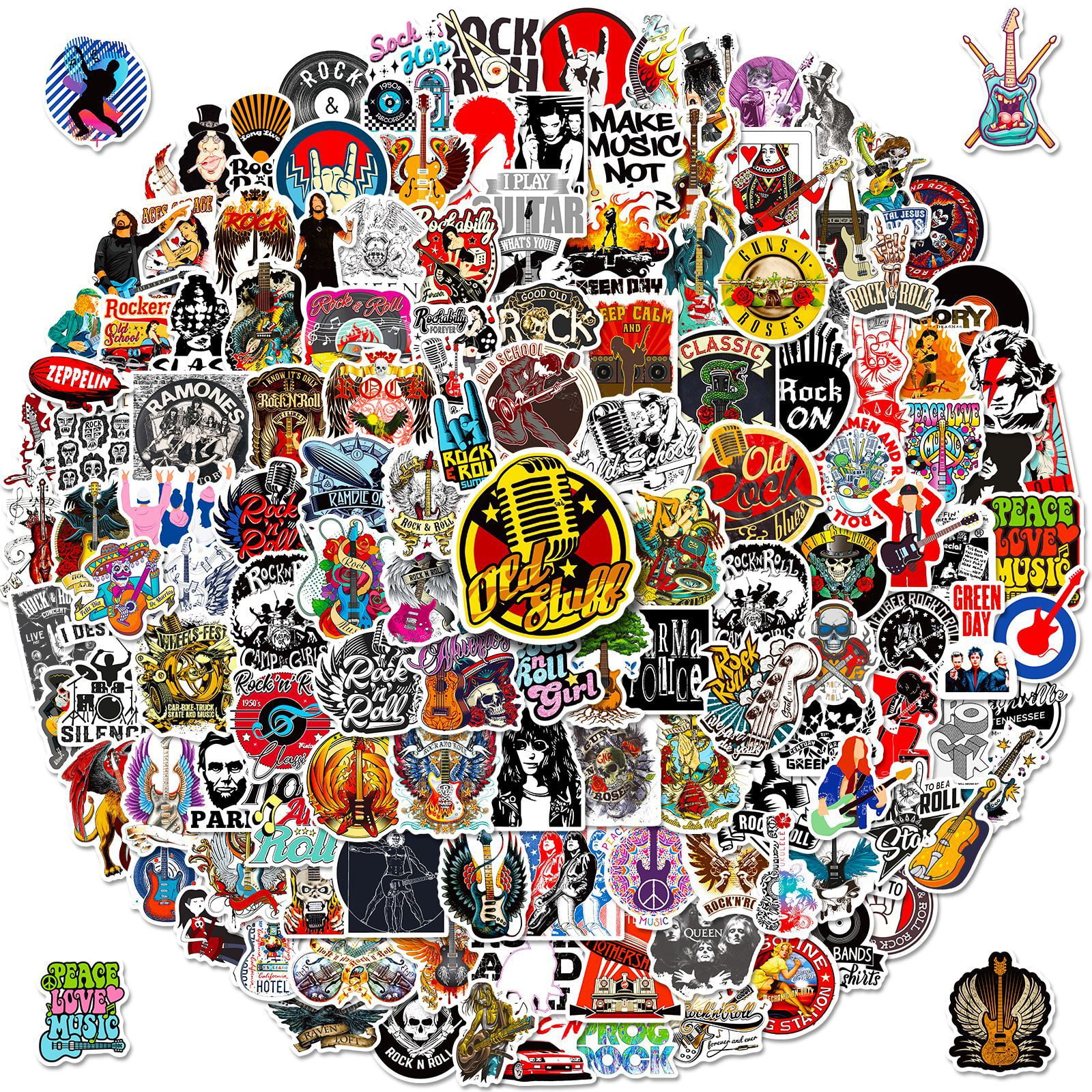 200-Pack Rock Music Stickers - Hip Hop, Rock, Headphones, Music-themed ...