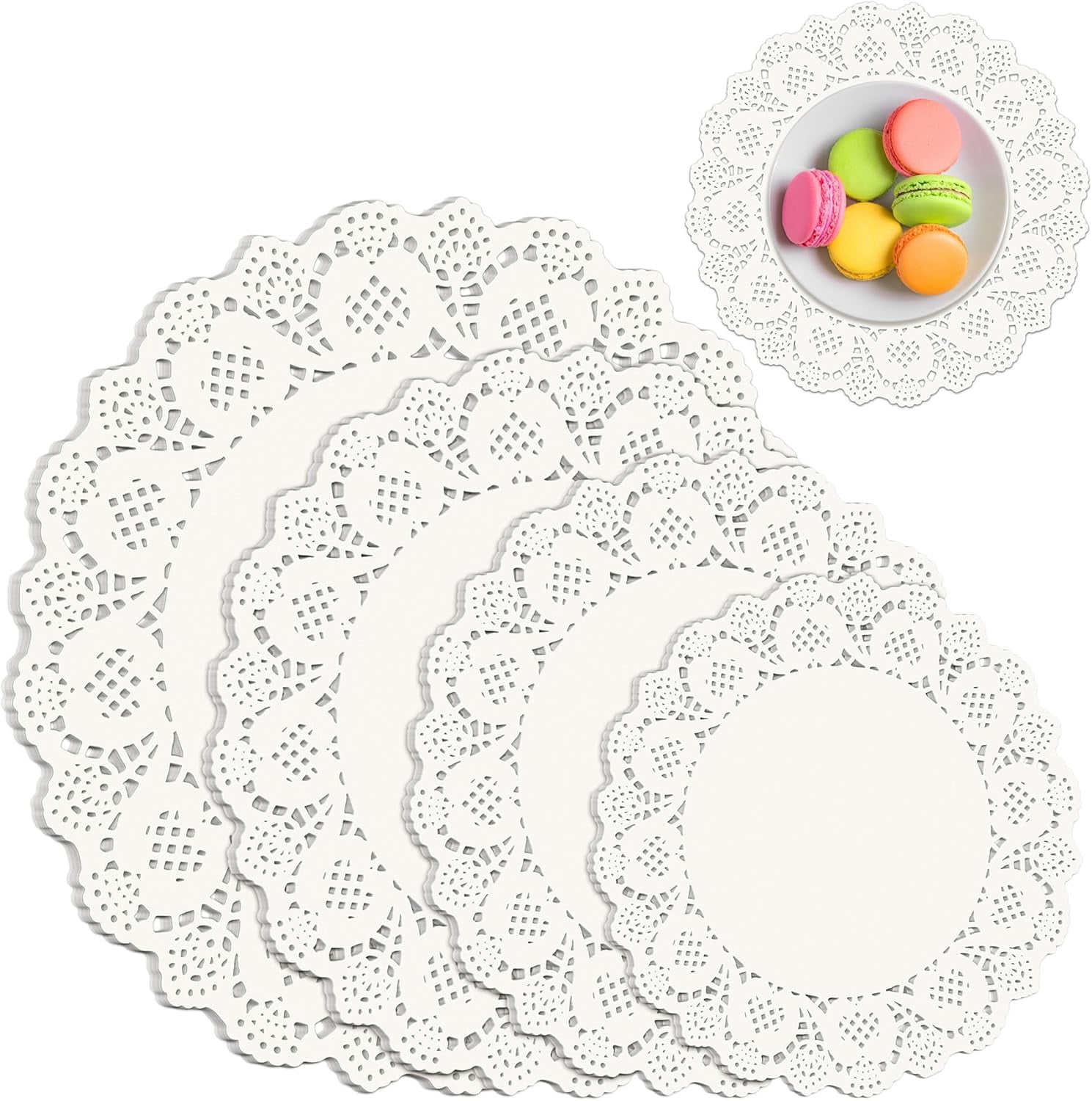 200 Pack Round White Lace Paper Doilies Disposable Decorative Paper ...