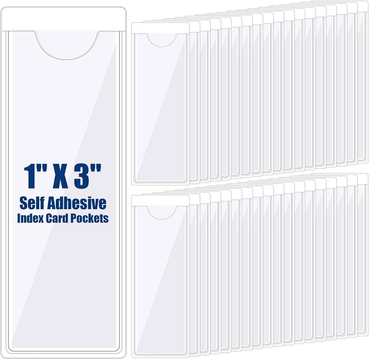 200 Pack Self Adhesive Index Card Pockets with Top Open for Loading ...