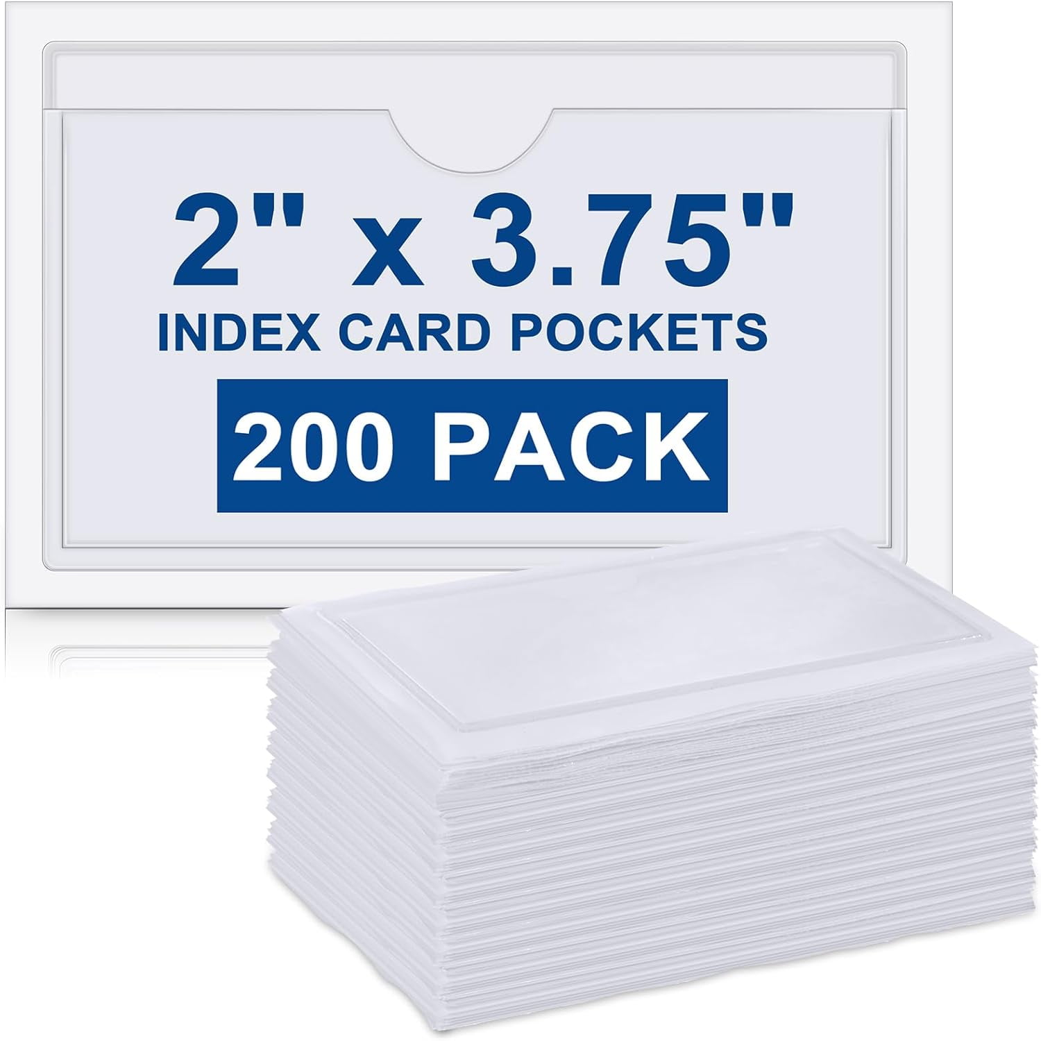 200 Pack Self Adhesive Index Card Pockets with Top Open for Loading ...