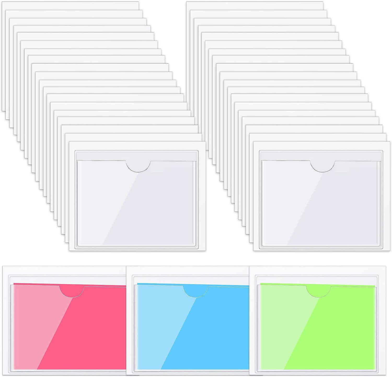 200 Pack Self Adhesive Index Card Pockets with Top Open for Loading ...