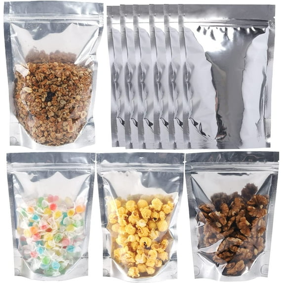 200 Pack Silver Mylar Bags (5x8 Inches) for Food Storage, Resealable ...