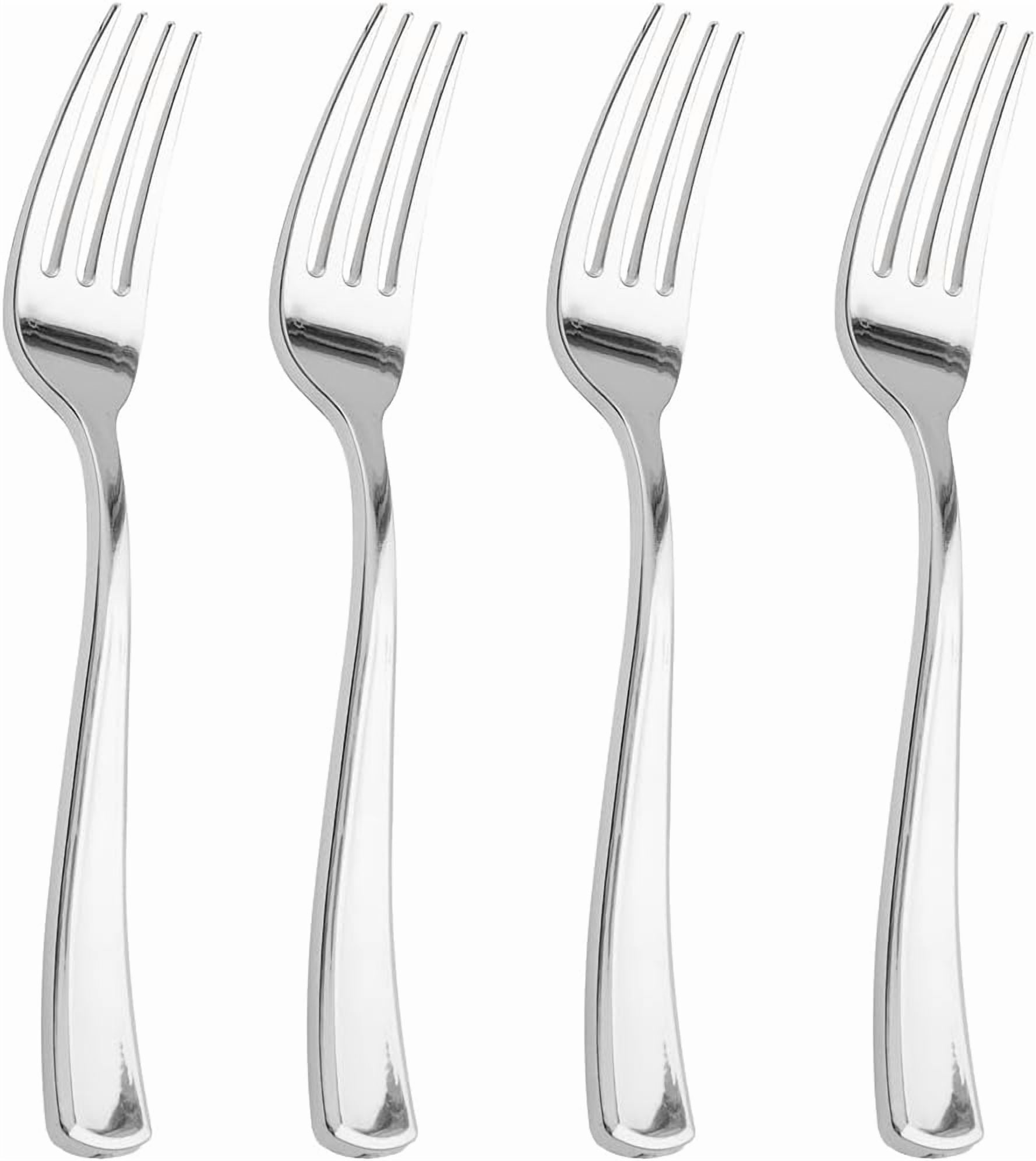 200 Pack Silver Plastic Forks - 7.4 inch Heavy Duty Plastic Forks ...