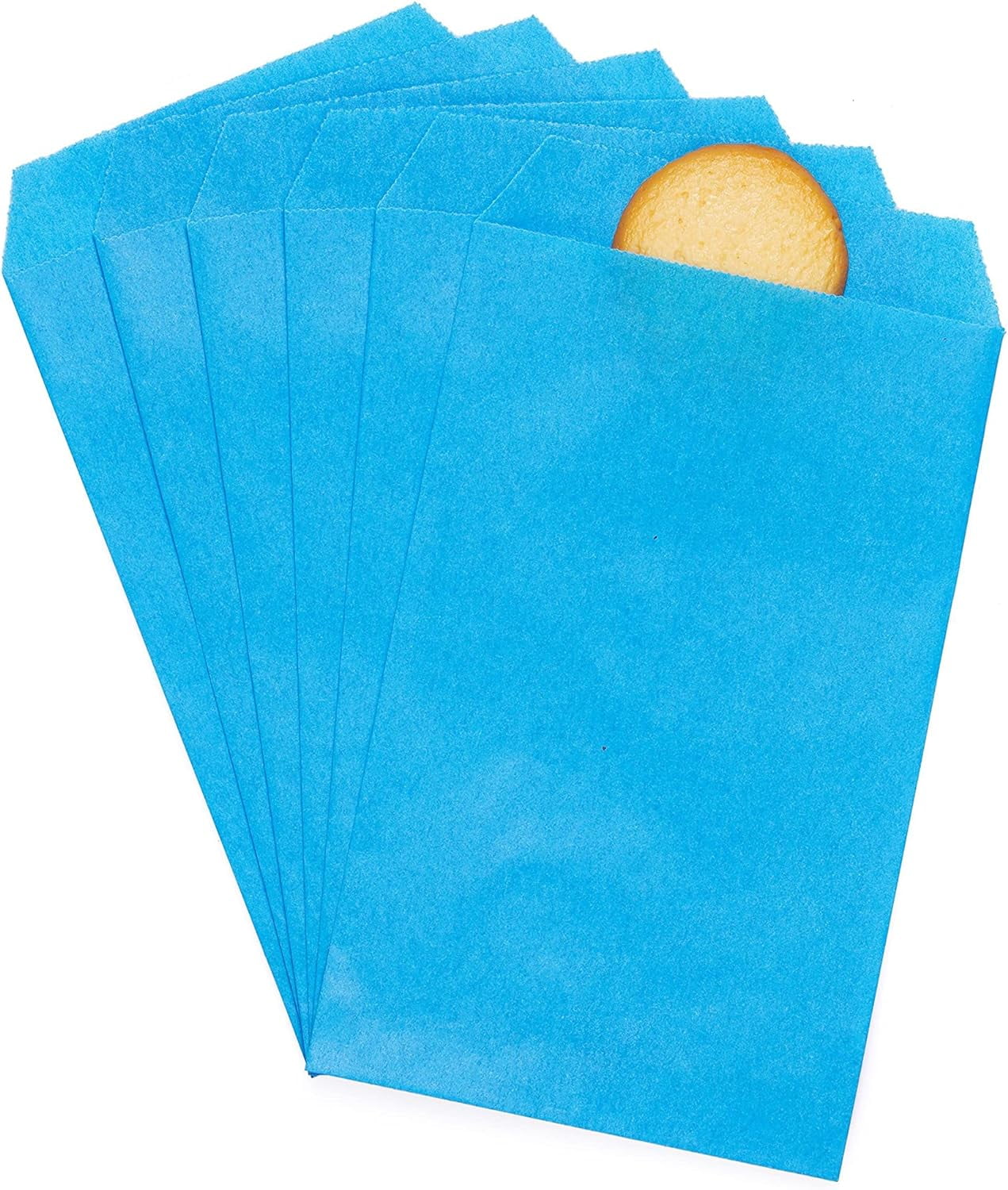 200 Pack Sky Blue Flat Small Greaseproof Paper Cookie Bags for Bakery ...