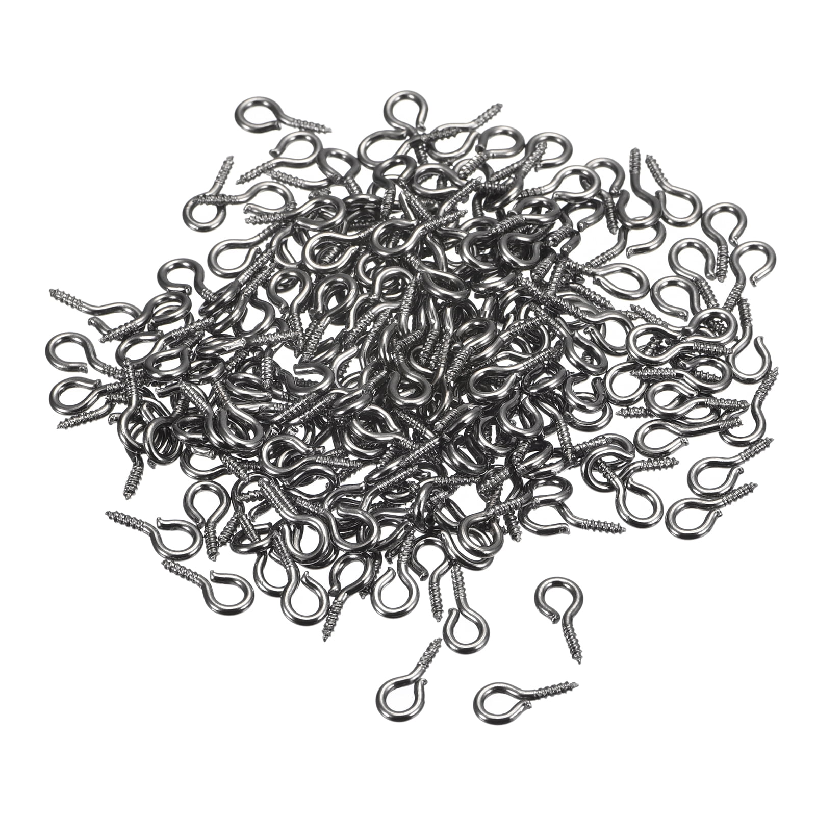 200 Pack Small Screw Eye Hooks Mini Eyelets Screws, 4x8x1mm, Dark Gray ...