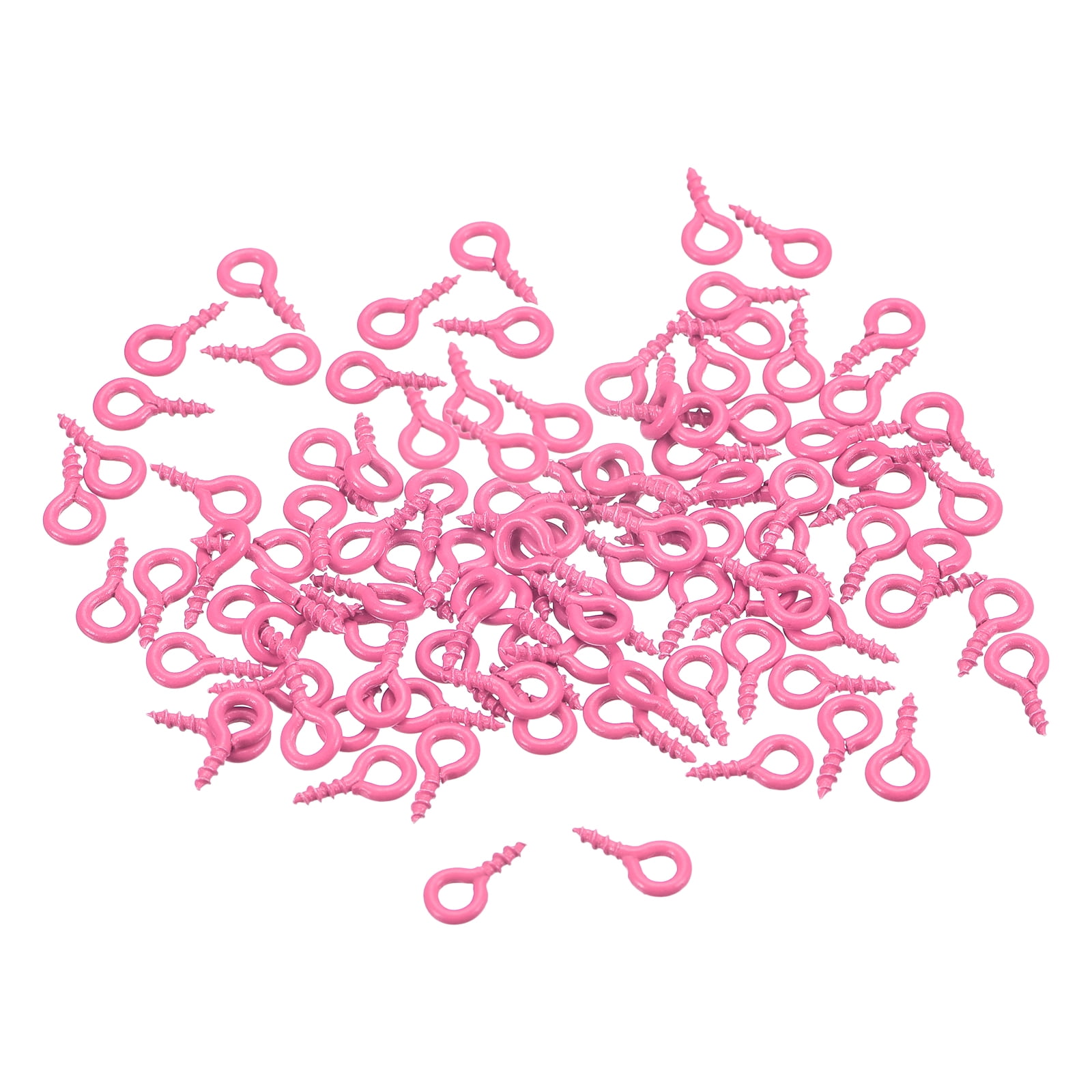 200 Pack Small Screw Eye Hooks Mini Eyelets Screws, 4x8x1mm, Dark Pink ...