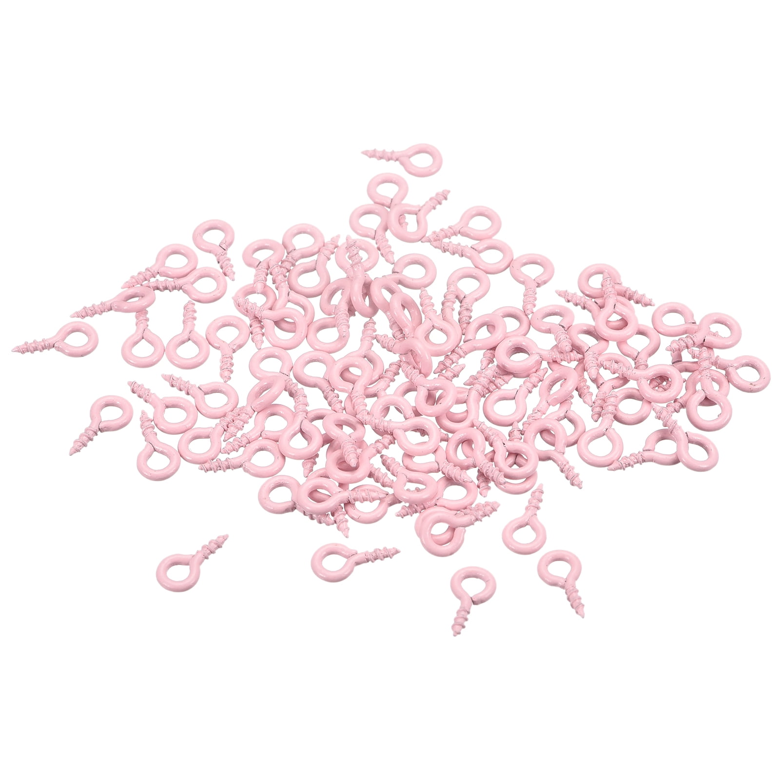 200 Pack Small Screw Eye Hooks Mini Eyelets Screws, 4x8x1mm, Light Pink ...