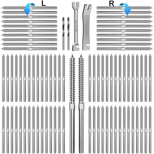 200 Pack T316 Stainless Steel Right&Left Handed Thread Swage Lag Screws ...