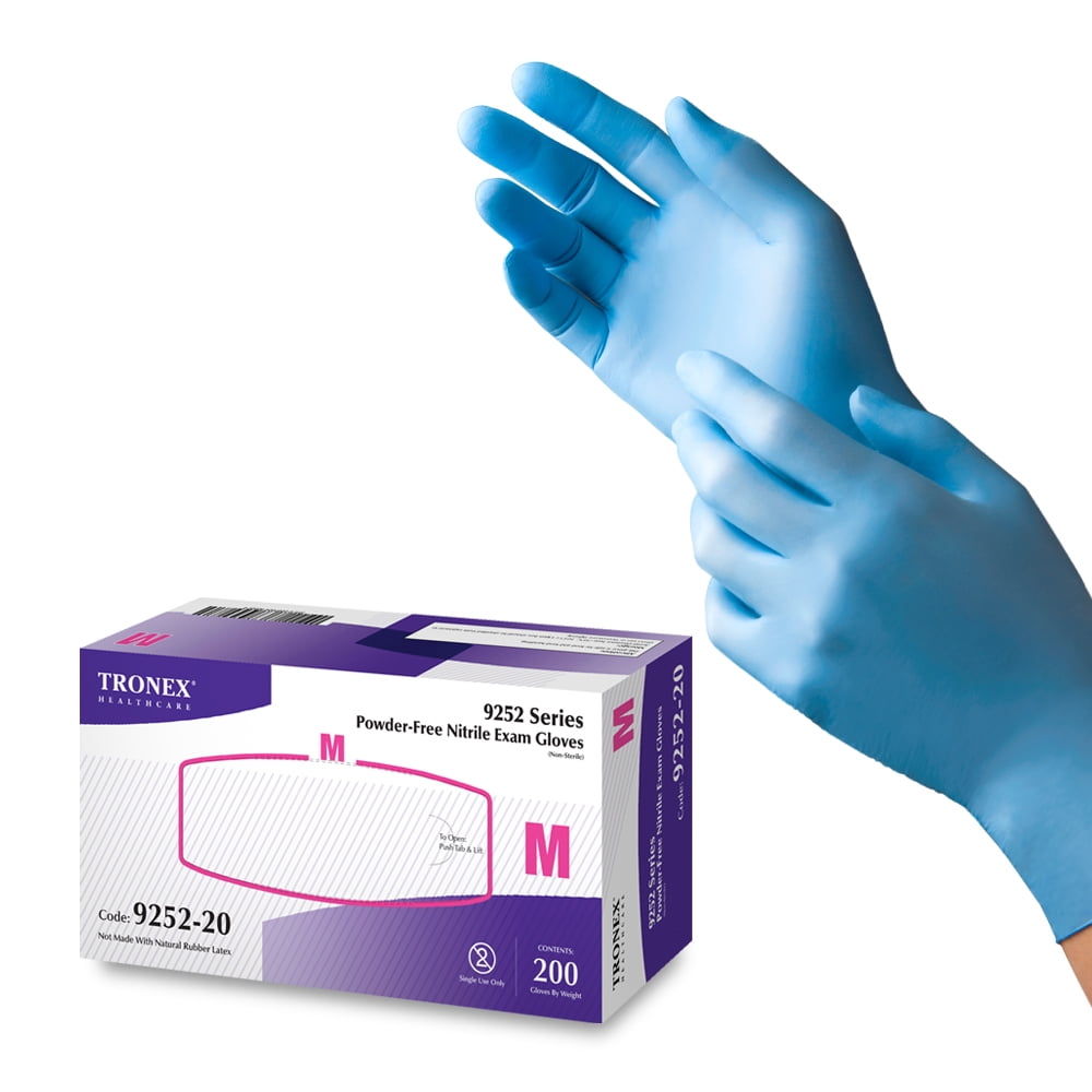 200 Pack Tronex Nitrile Exam Disposable Gloves, Powder-Free, Finger ...