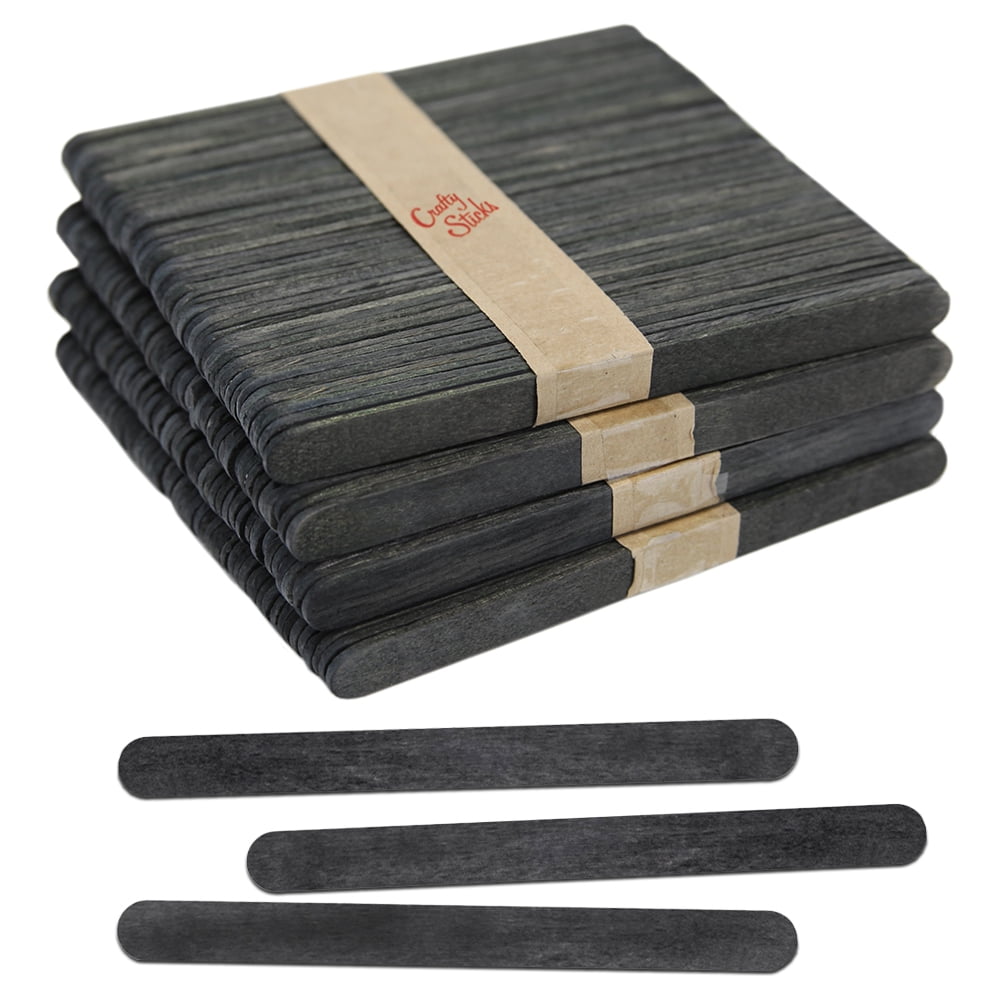 CraftySticks- 200 Pack Black Popsicle Sticks for Crafts, 4.5 Inch ...