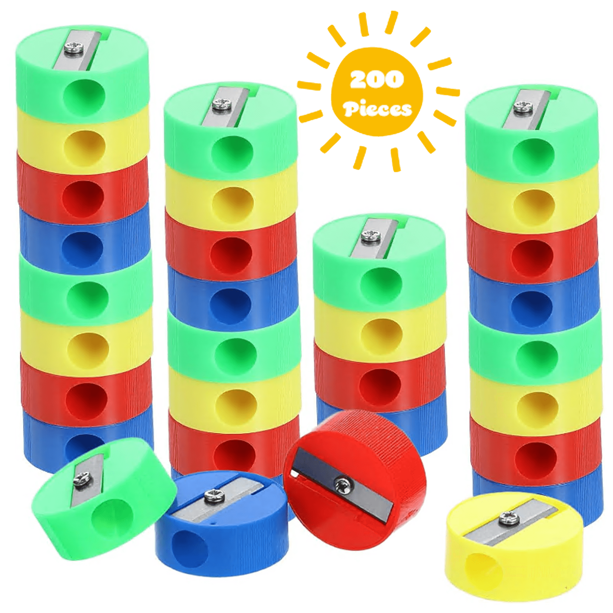 200 Pack of Bulk Wholesale Plastic Manual Handheld Pencil Sharpeners in ...