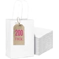 200-Packs White Paper Bags with Handles 4.5"x2.5"" Mini Size Paper Bags ...