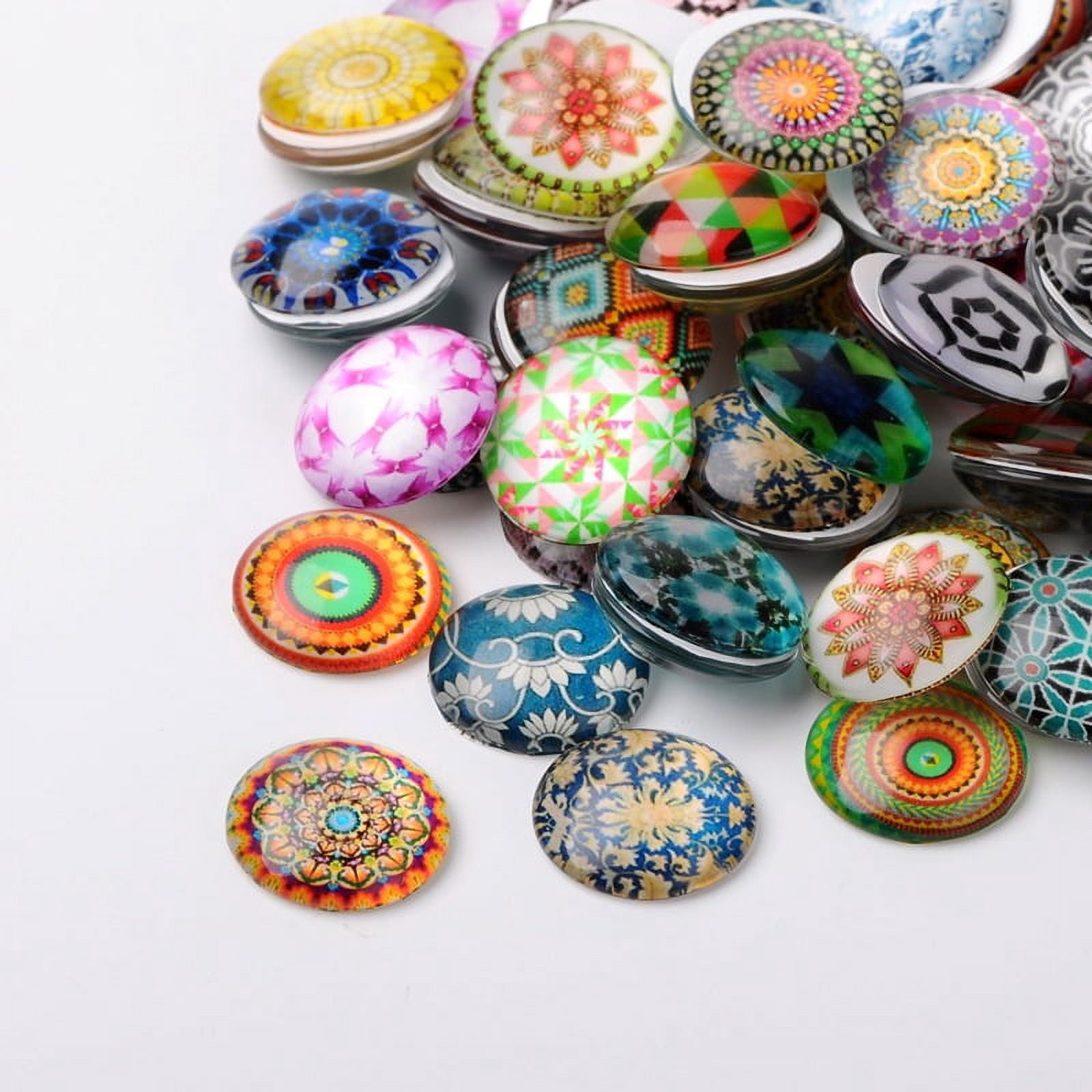 200 Pcs 10mm Printed Glass Cabochons Flatback Dome Cabochons Mosaic ...