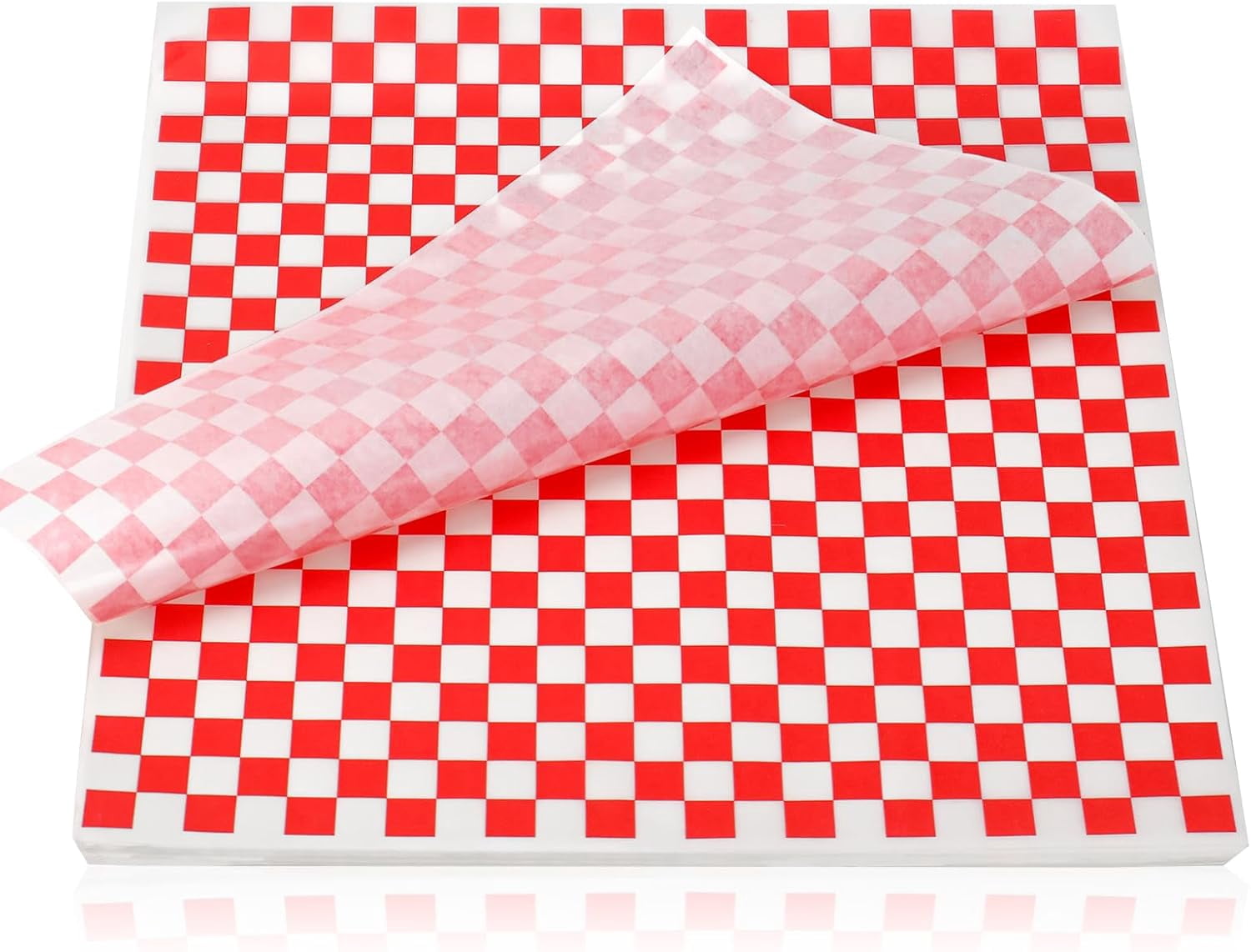200 Pcs 12''x12'' Inch Red and White Checkered Waxed Deli Paper Sheets ...