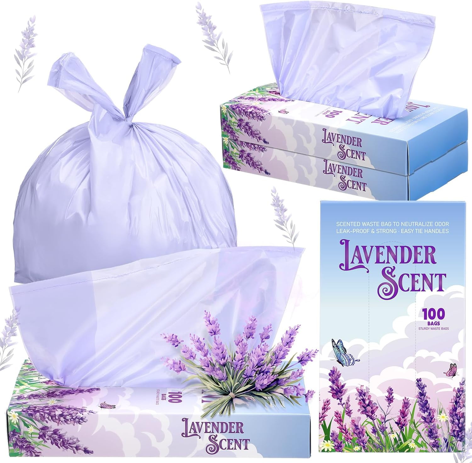 200 Pcs 14 x 8 in Lavender Scented Hygiene Bags Discreet Waste Disposal ...