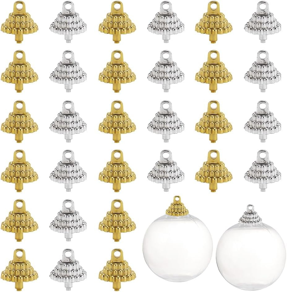 200 Pcs 2 Colors Christmas Ornament Caps Replacement Ornament Hangers ...